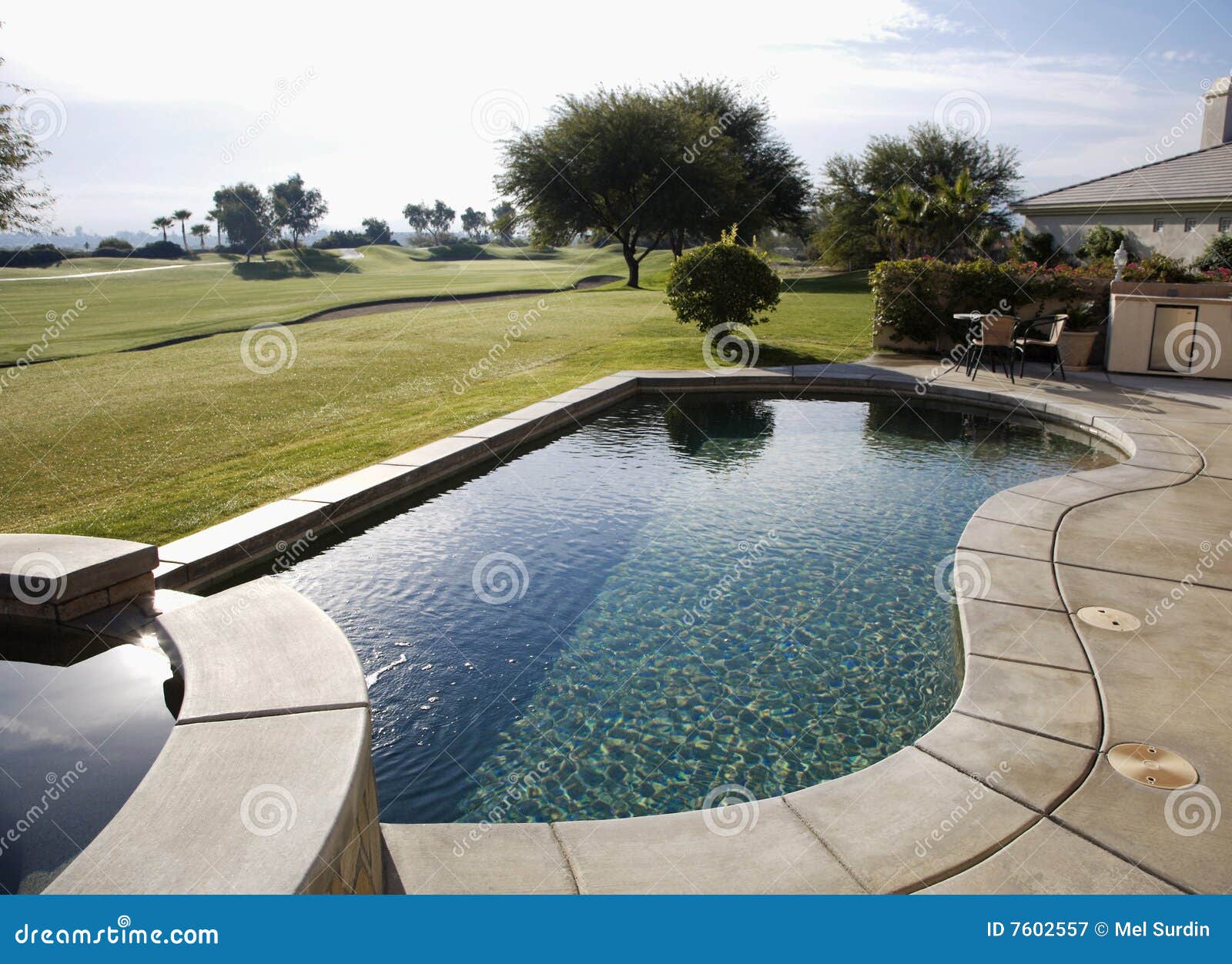 Swimming Pool, Flagstone Spa Stock Image - Image of pool, luxury: 7602557