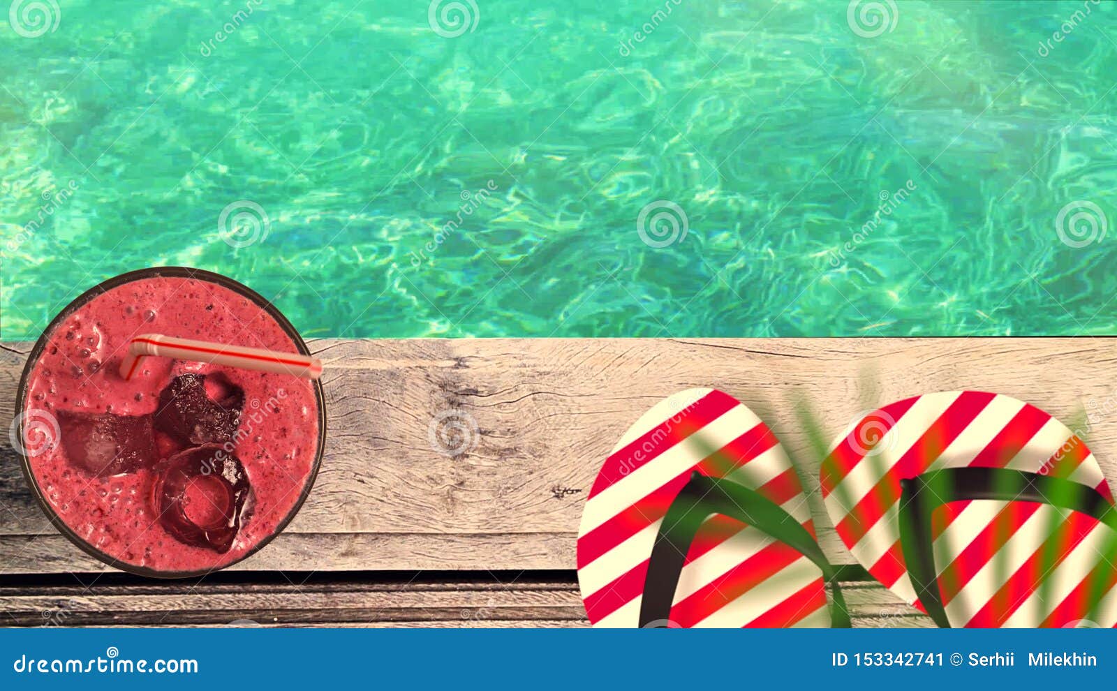 Swimming Pool with Flip-flops and Shake Stock Video - Video of droplets ...