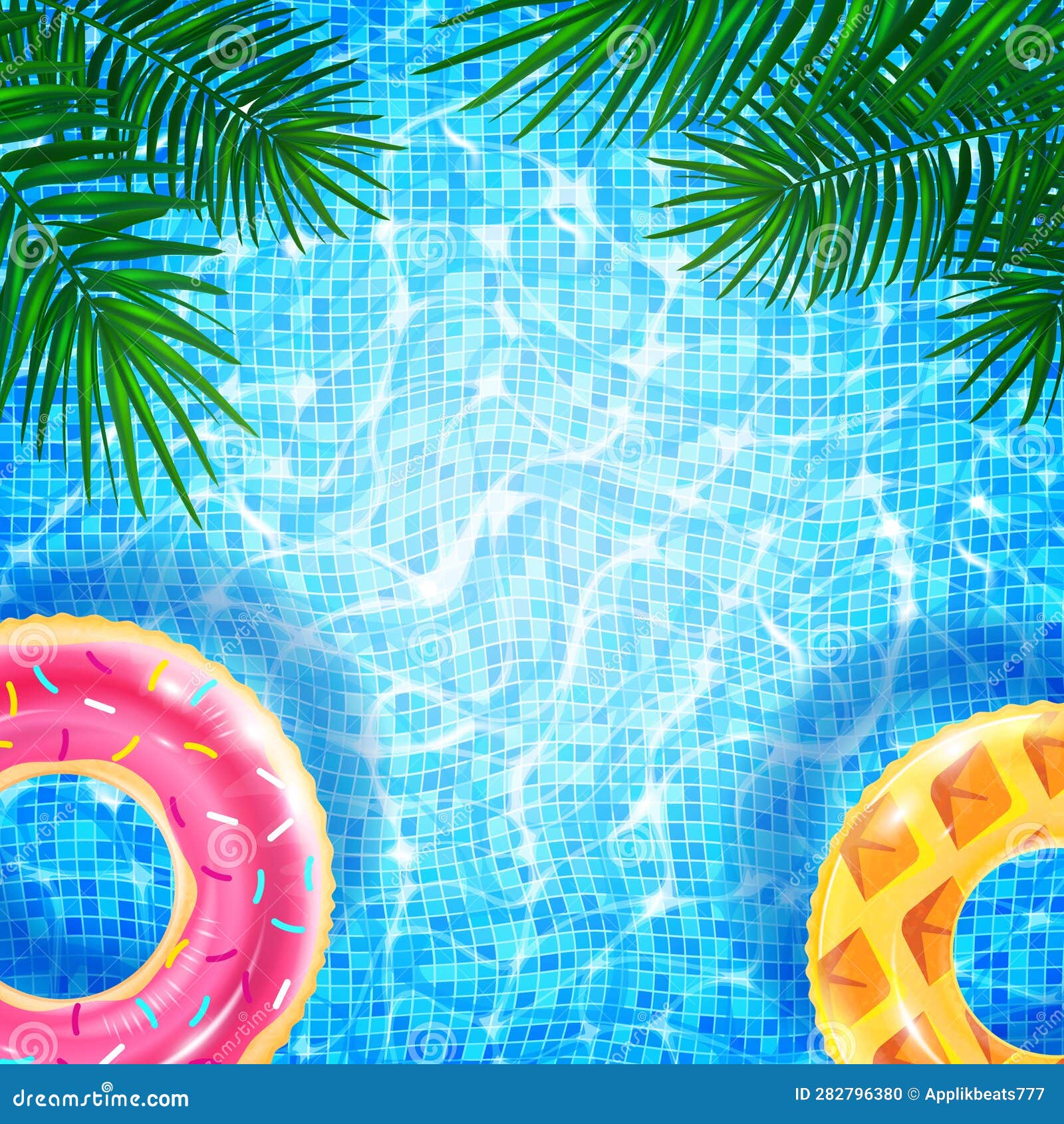 Swimming Pool with Floating Ring, Caustic Ripple and Sunlight Glare ...