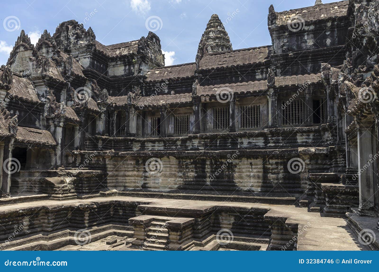 Swimming Pool with the Gallery at Angkor Wat Stock Photo - Image of ...