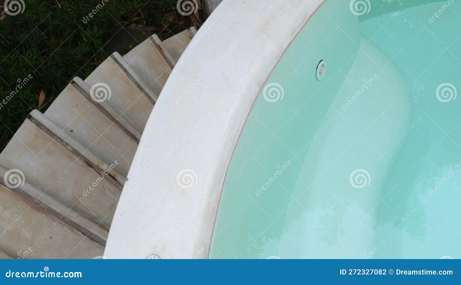 Close Up Blue Circle Swimming Pool in the Garden Stock Photo - Image of ...