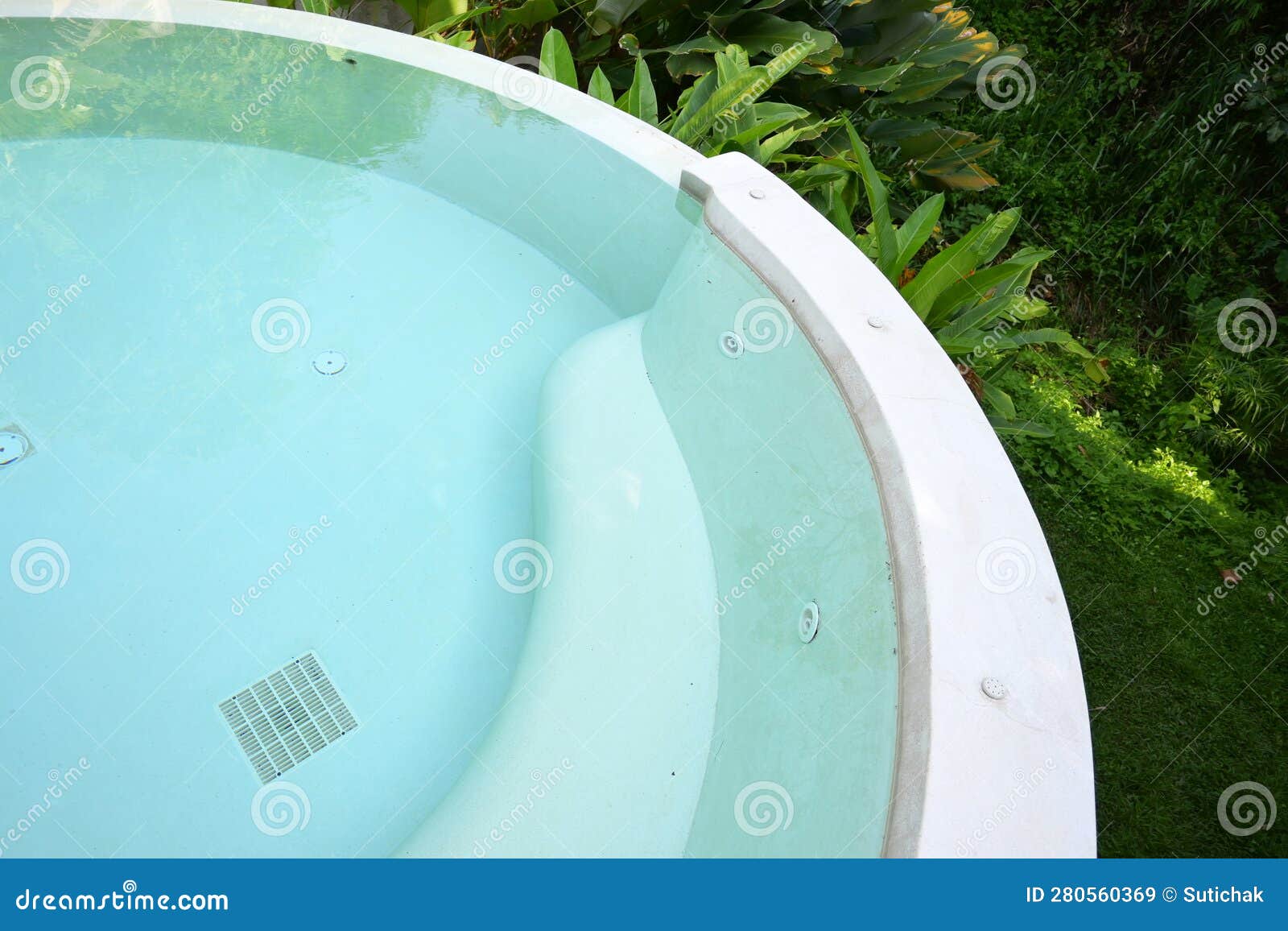 Swimming Pool in the Garden with Green Tree Stock Image - Image of ...