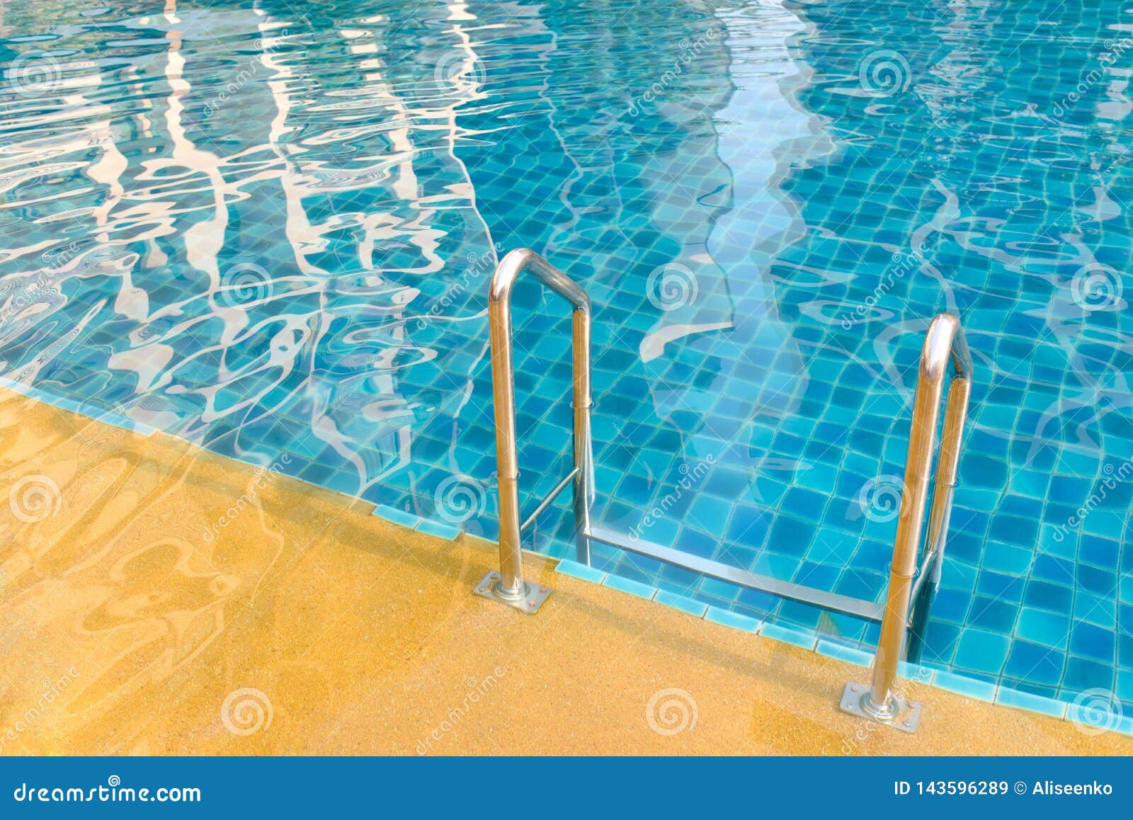 Swimming Pool with Grab Bars Ladder and Stairs Stock Image - Image of ...