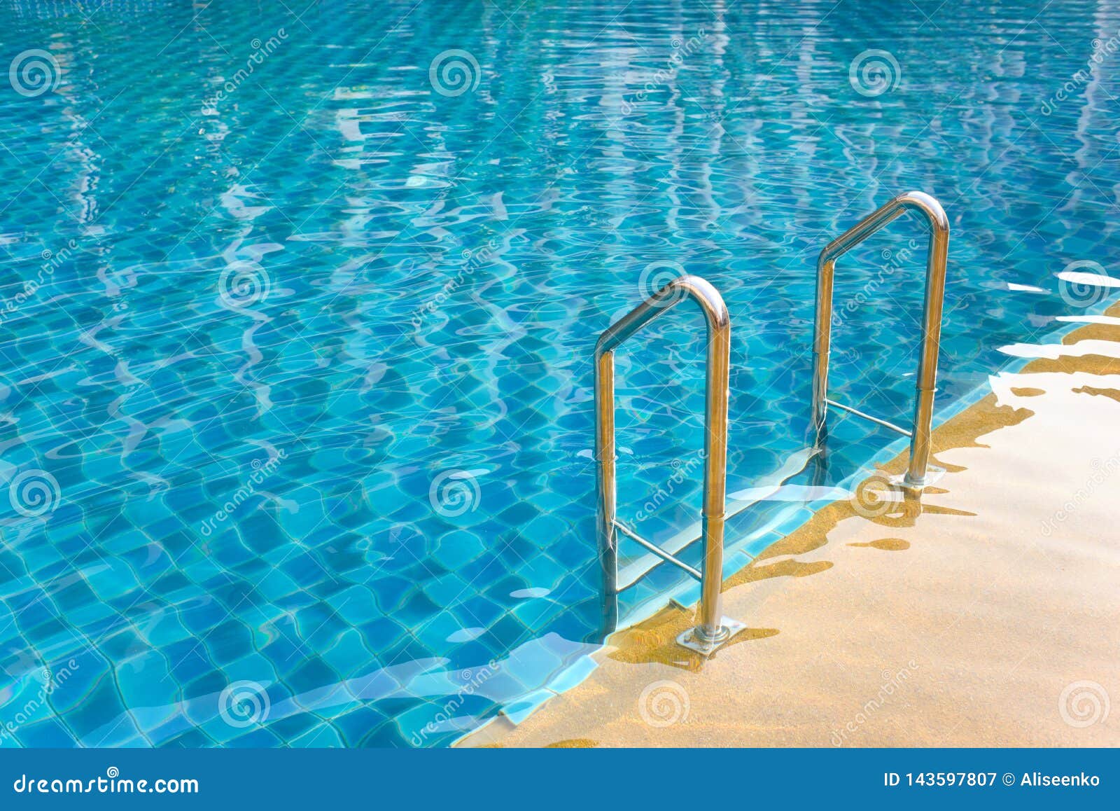 Swimming Pool with Grab Bars Ladder and Stairs Stock Image - Image of ...