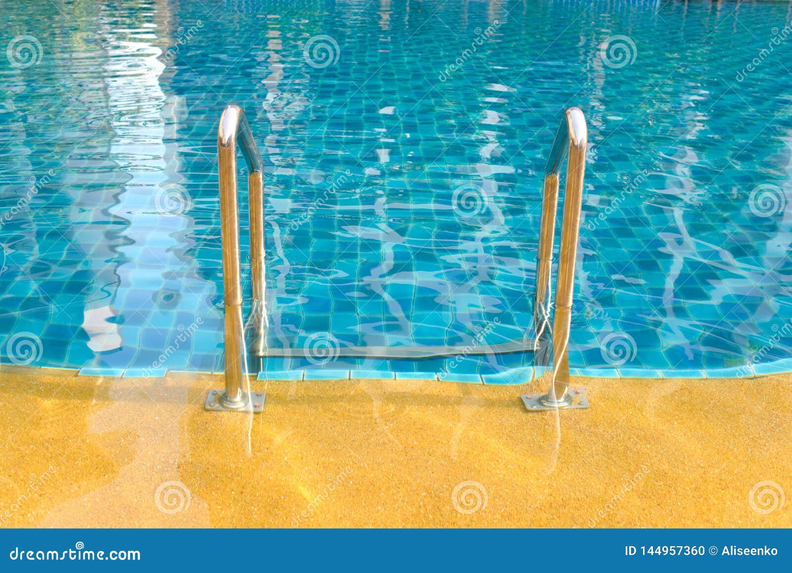 Swimming Pool with Grab Bars Ladder and Stairs Stock Photo - Image of ...
