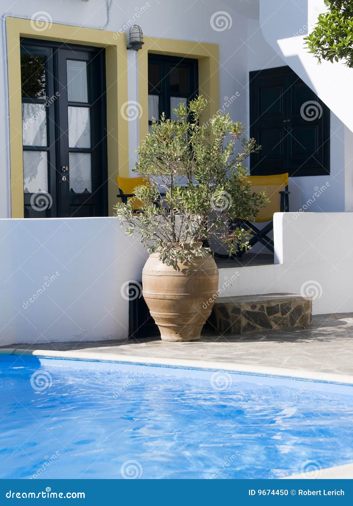 Swimming Pool Greek Cyclades Architecture Stock Photo - Image of luxury ...