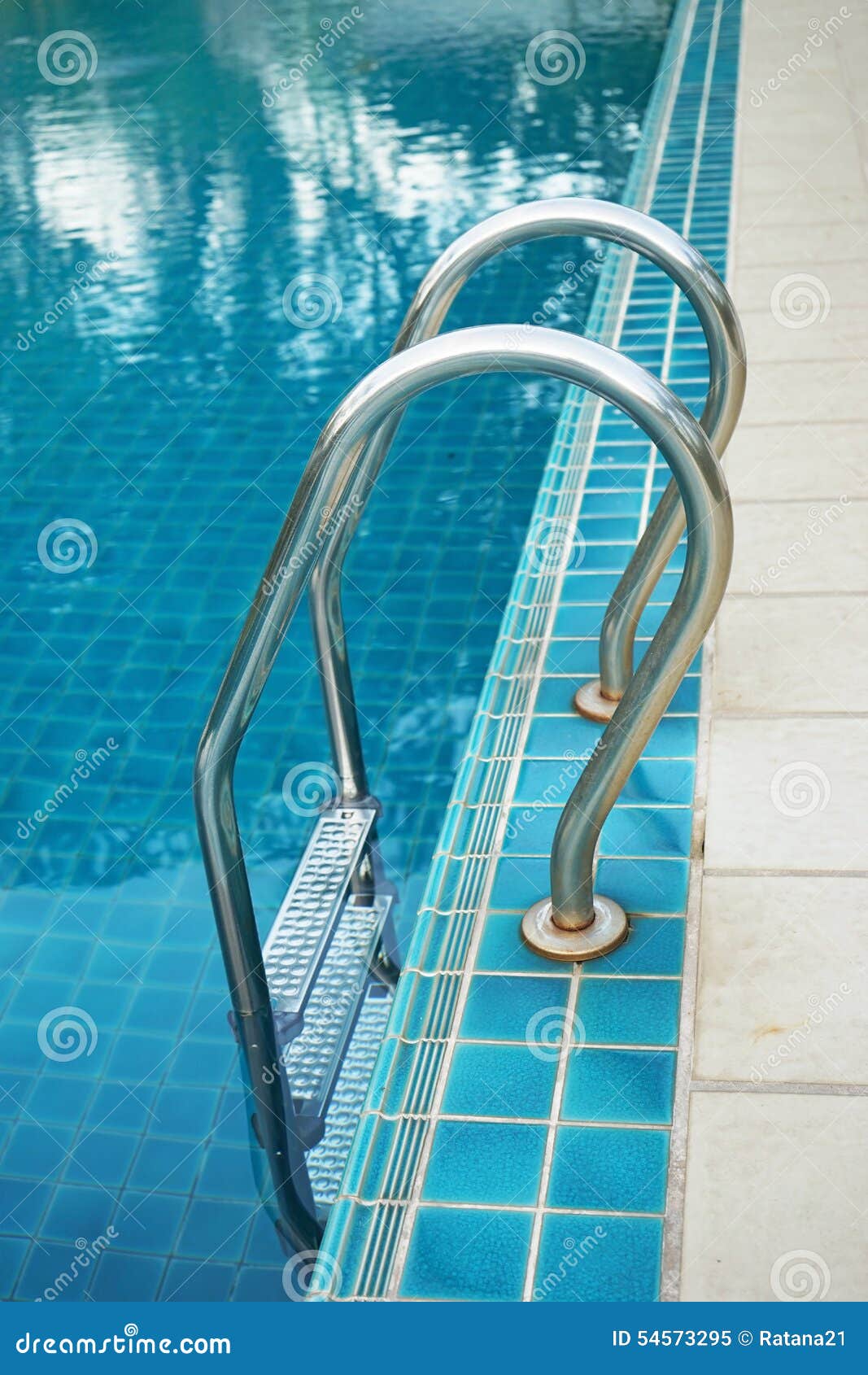 Swimming Pool Handrail Stairs Stock Image - Image of stairs, tiles ...