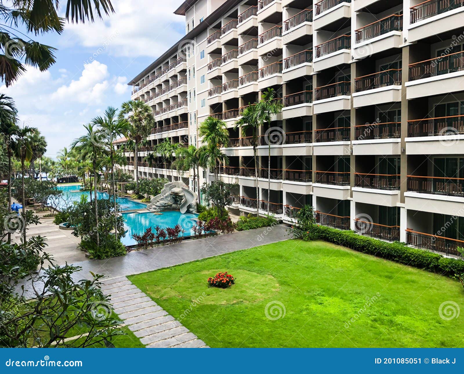 Swimming Pool among High Rise Buildings Stock Image - Image of building ...