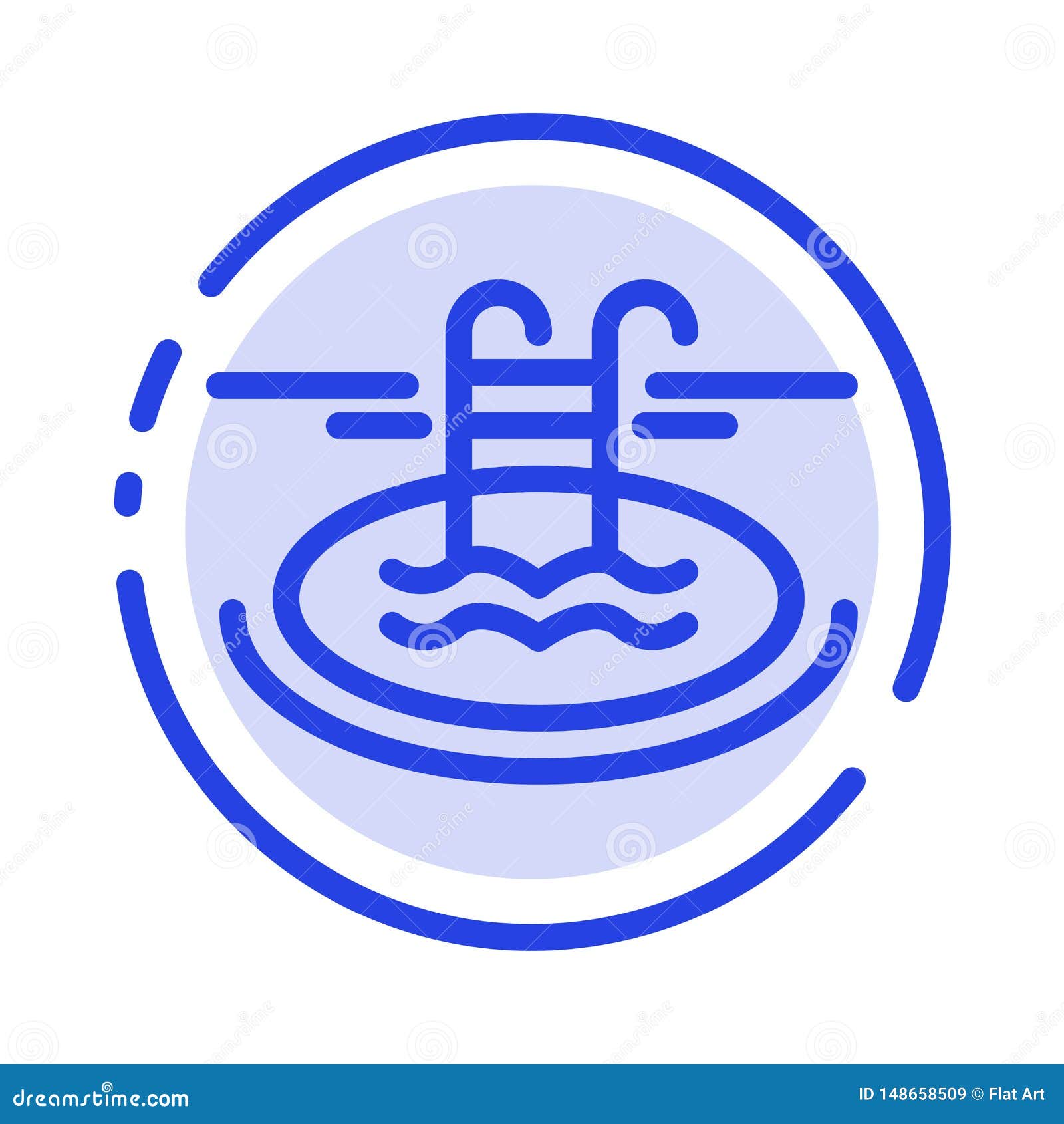 Swimming, Pool, Hotel, Serves Blue Dotted Line Line Icon Stock Vector ...