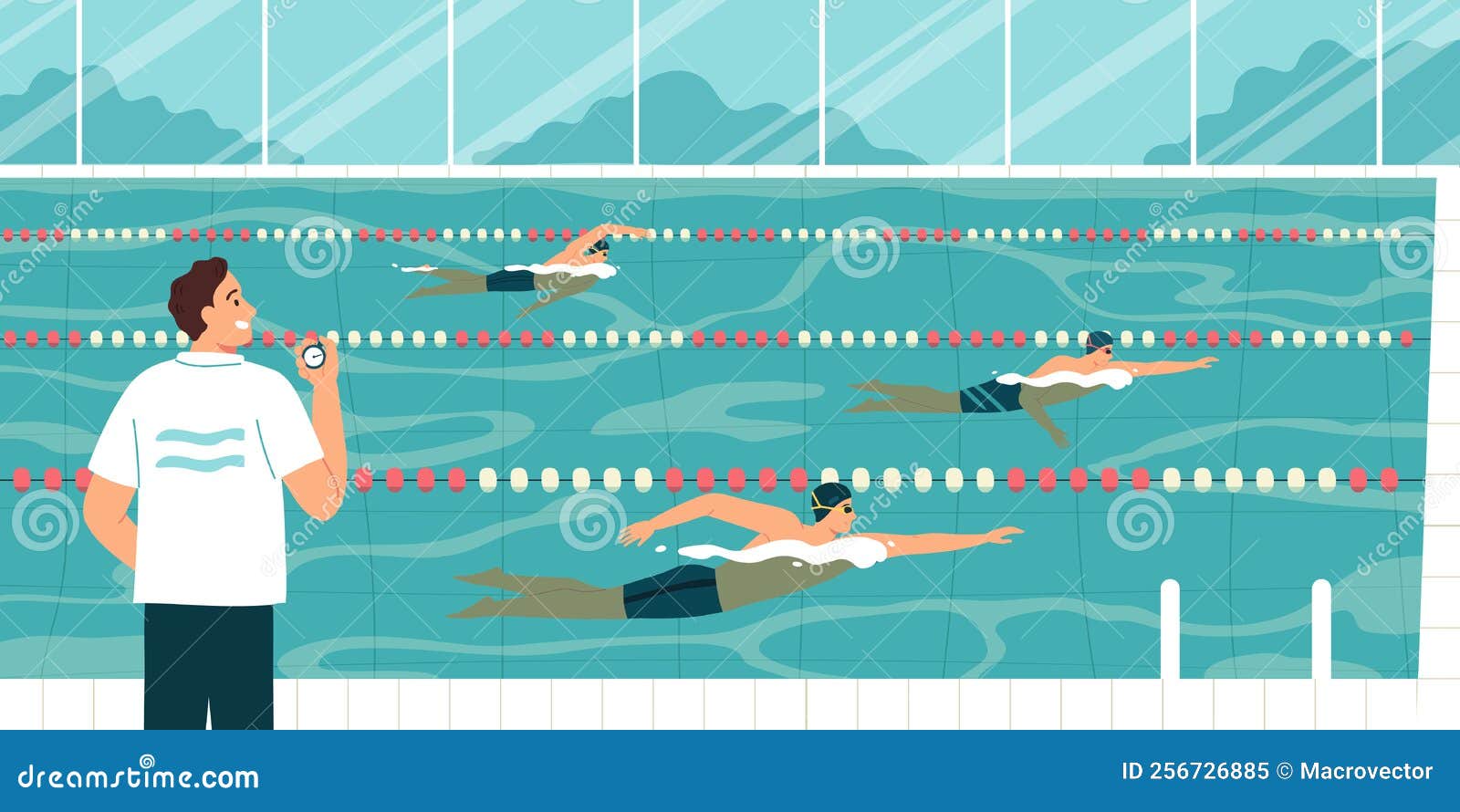 Swimming Pool Illustration stock vector. Illustration of aqua - 256726885