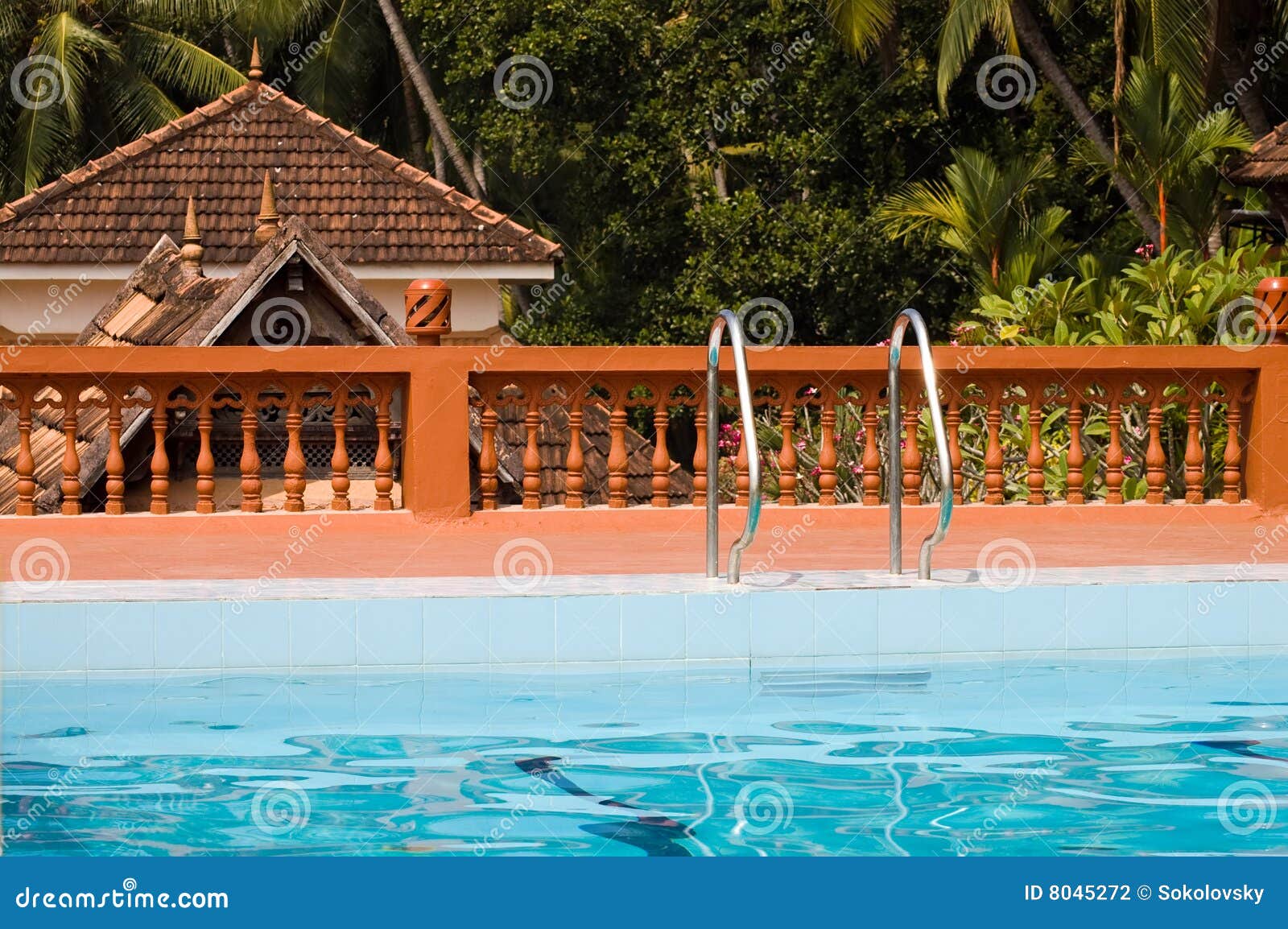 Swimming Pool in Indian Holiday Resort Stock Photo - Image of ladder ...