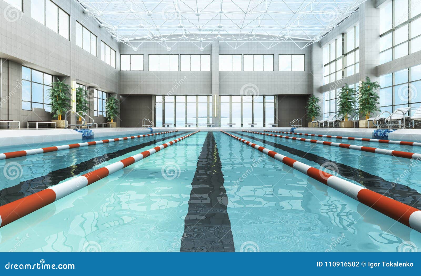 Swimming Pool Interior 3d Render Image Stock Illustration ...