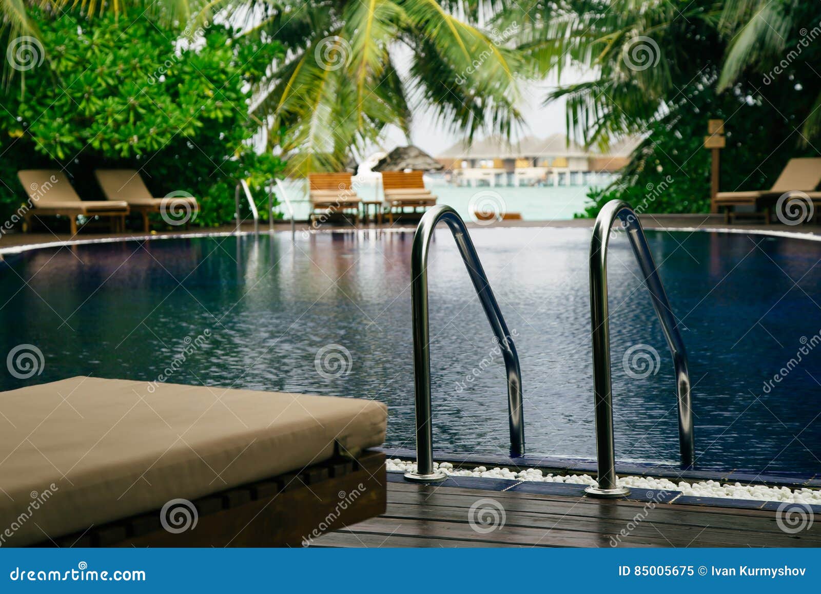 Swimming Pool in Island at Outdoors Stock Image - Image of ocean ...