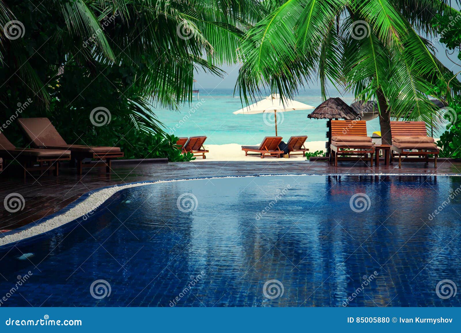 Swimming Pool in Island at Outdoors Stock Photo - Image of recreation ...