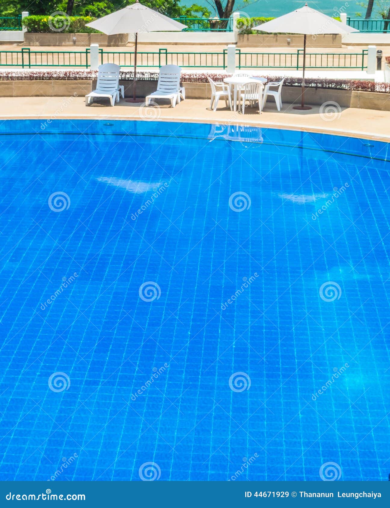 Swimming pool on island. stock image. Image of patio - 44671929