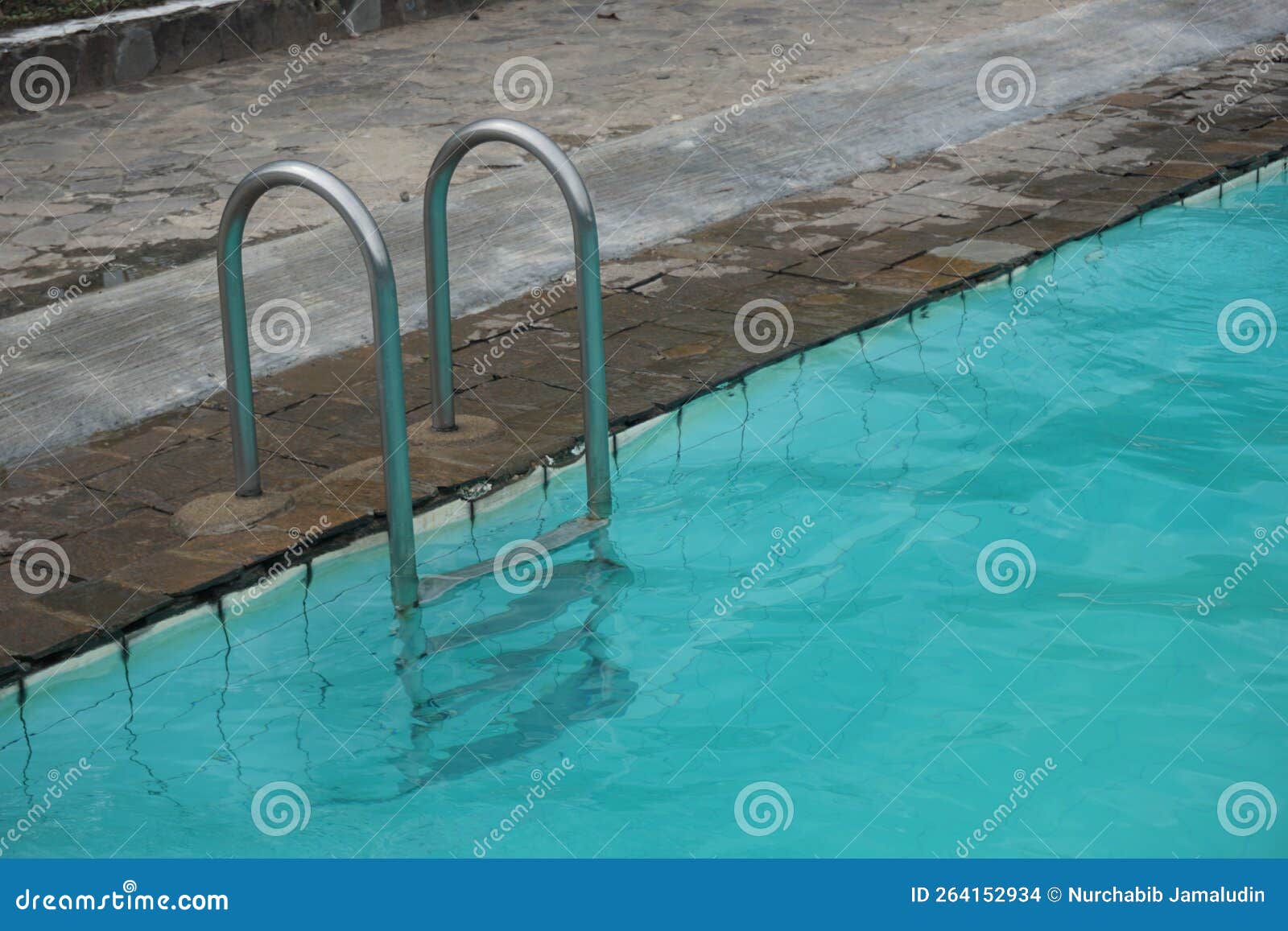 Swimming Pool Ladder Chrome Handle Stock Photo - Image of private ...