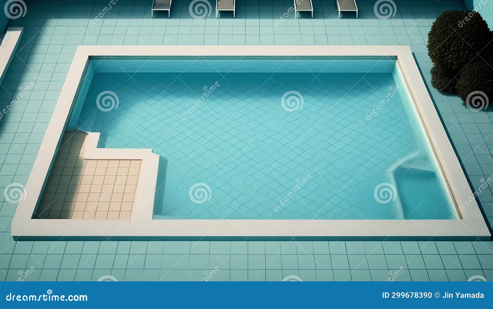 Swimming Pool with Ladder, Top View. 3D Render Stock Illustration ...