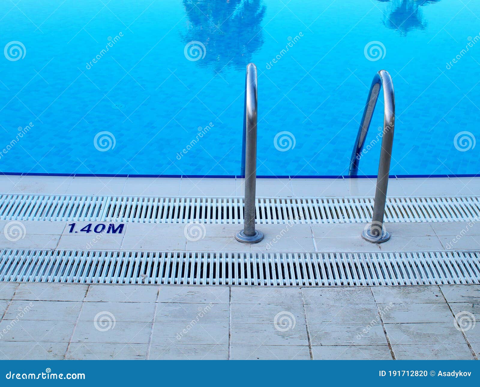 Swimming Pool in-pool Ladder and Water Depth Marker Stock Photo - Image ...