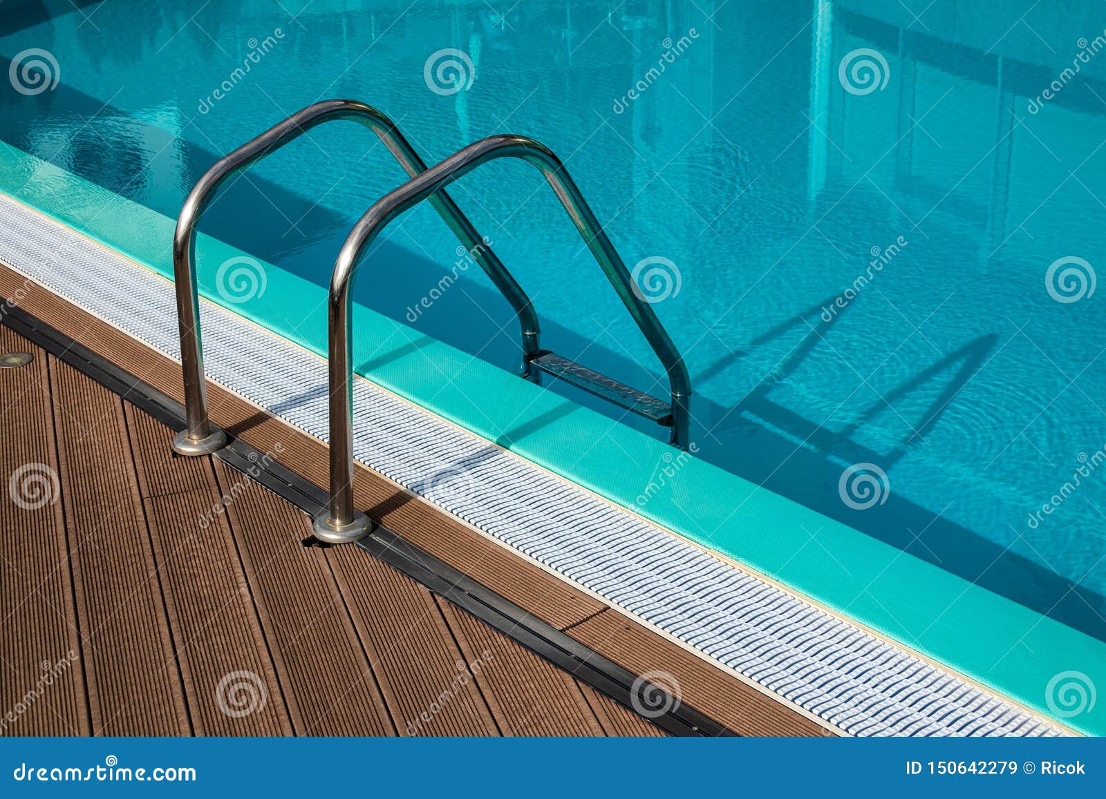 Swimming Pool with Ladder and Water for Relaxation Stock Image - Image ...