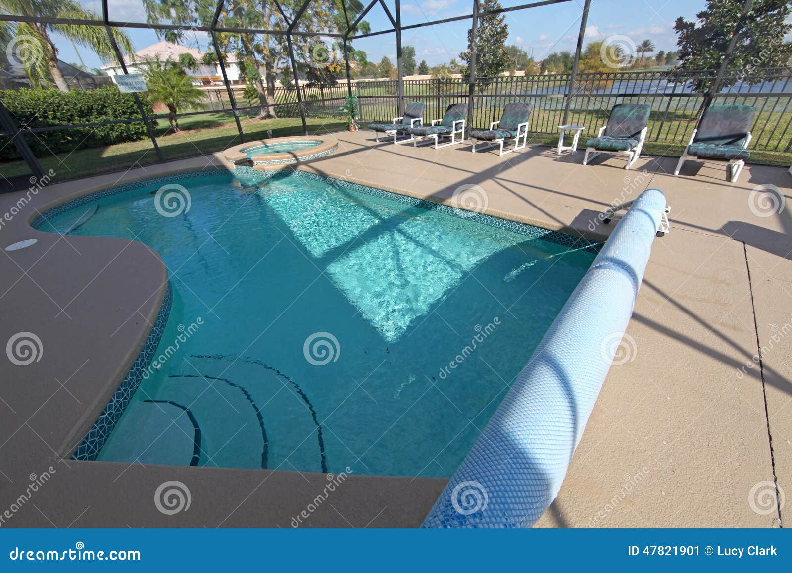 Swimming Pool with Lake View Stock Image - Image of surface, poolside ...