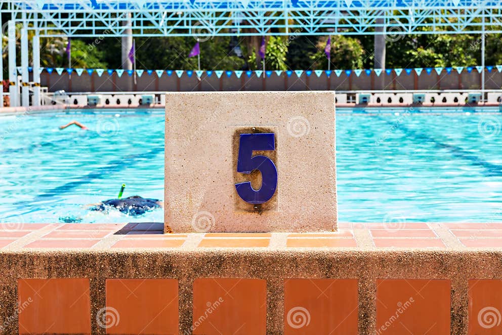Swimming Pool Lane Number 5 Stock Photo - Image of reflection, goal ...