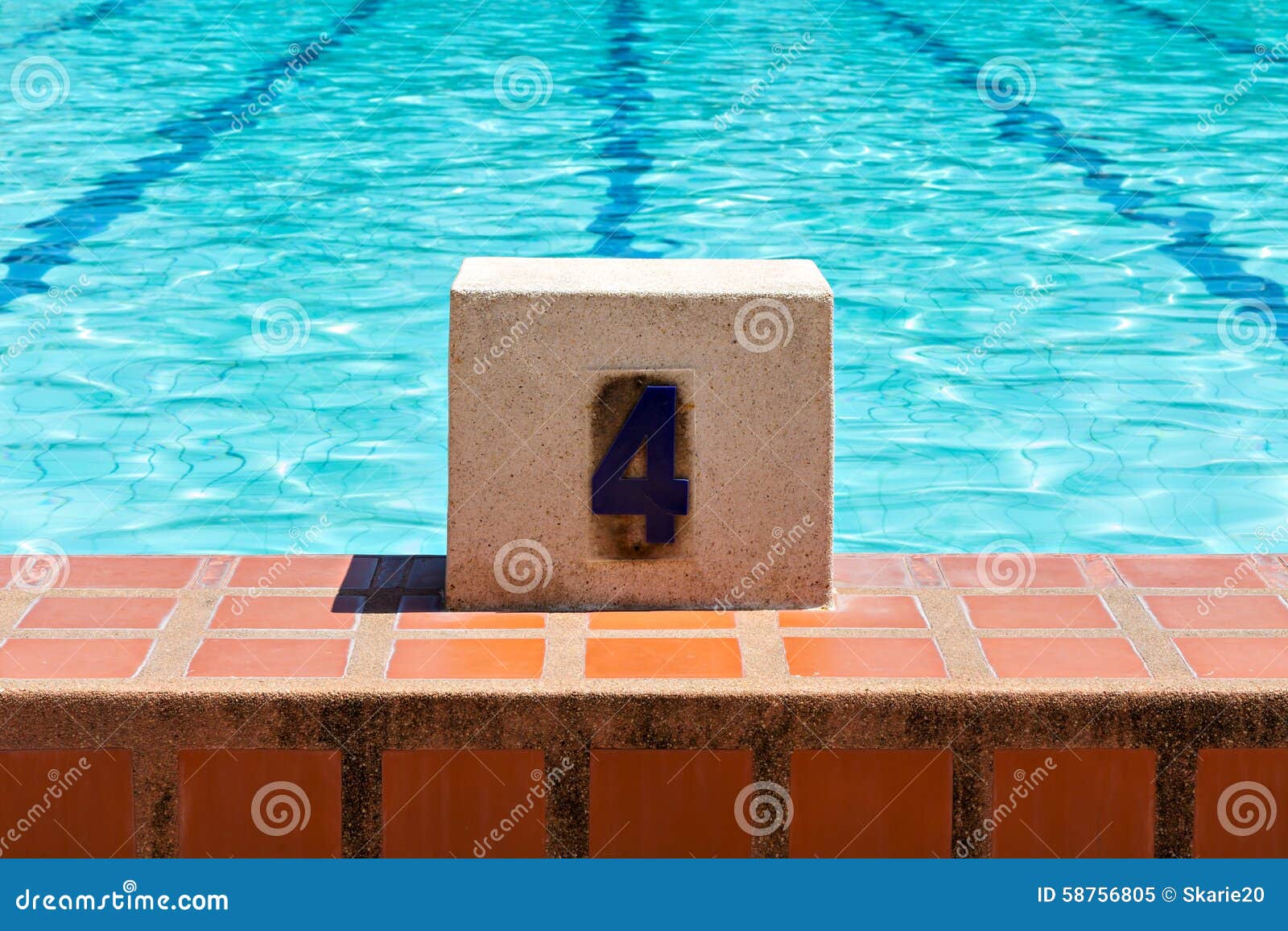 Swimming Pool Lane Number 4 Stock Image - Image of number, blue: 58756805
