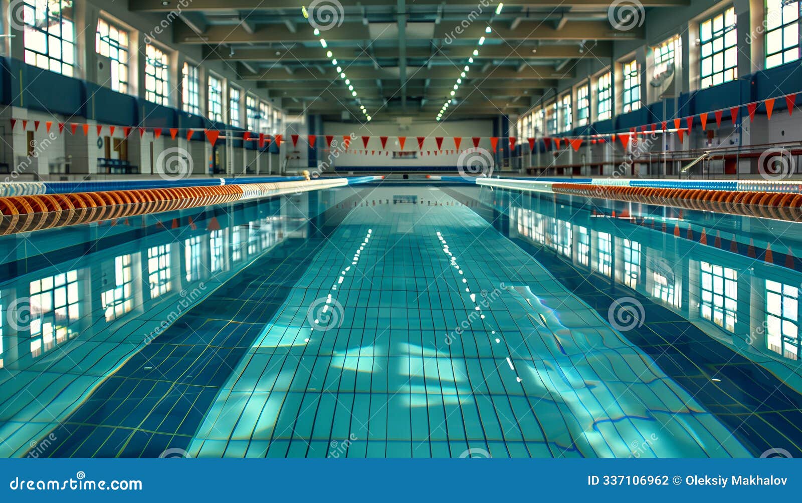 Swimming Pool with Long Line of Lanes Stock Illustration - Illustration ...