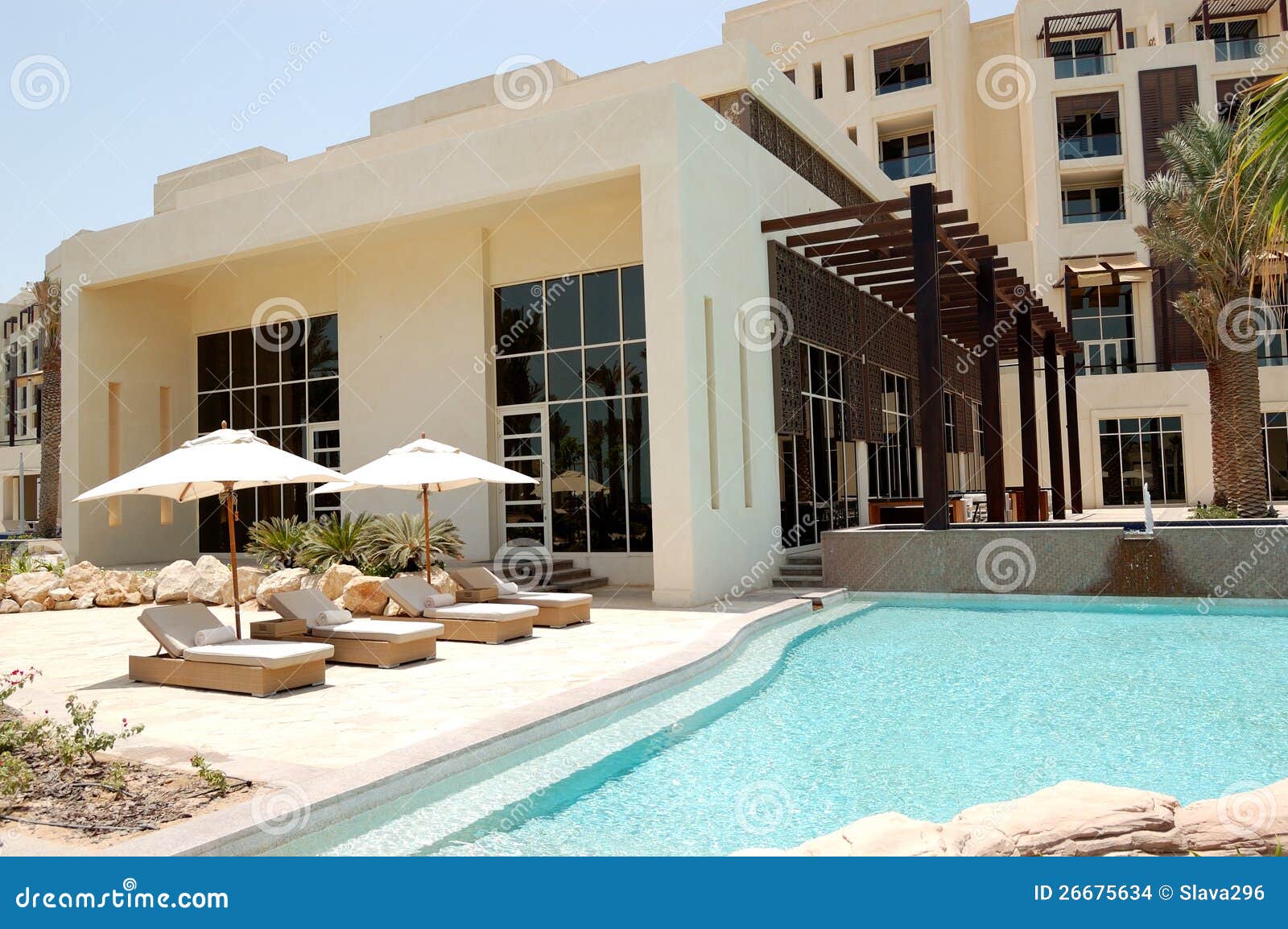 Swimming Pool at the Luxury Hotel Stock Photo - Image of modern, dhabi ...