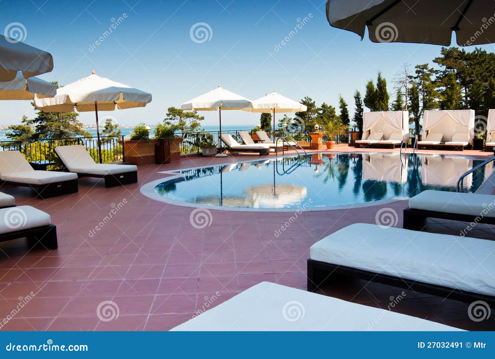 Swimming Pool of Luxury Hotel Stock Image - Image of poolside, paradise ...