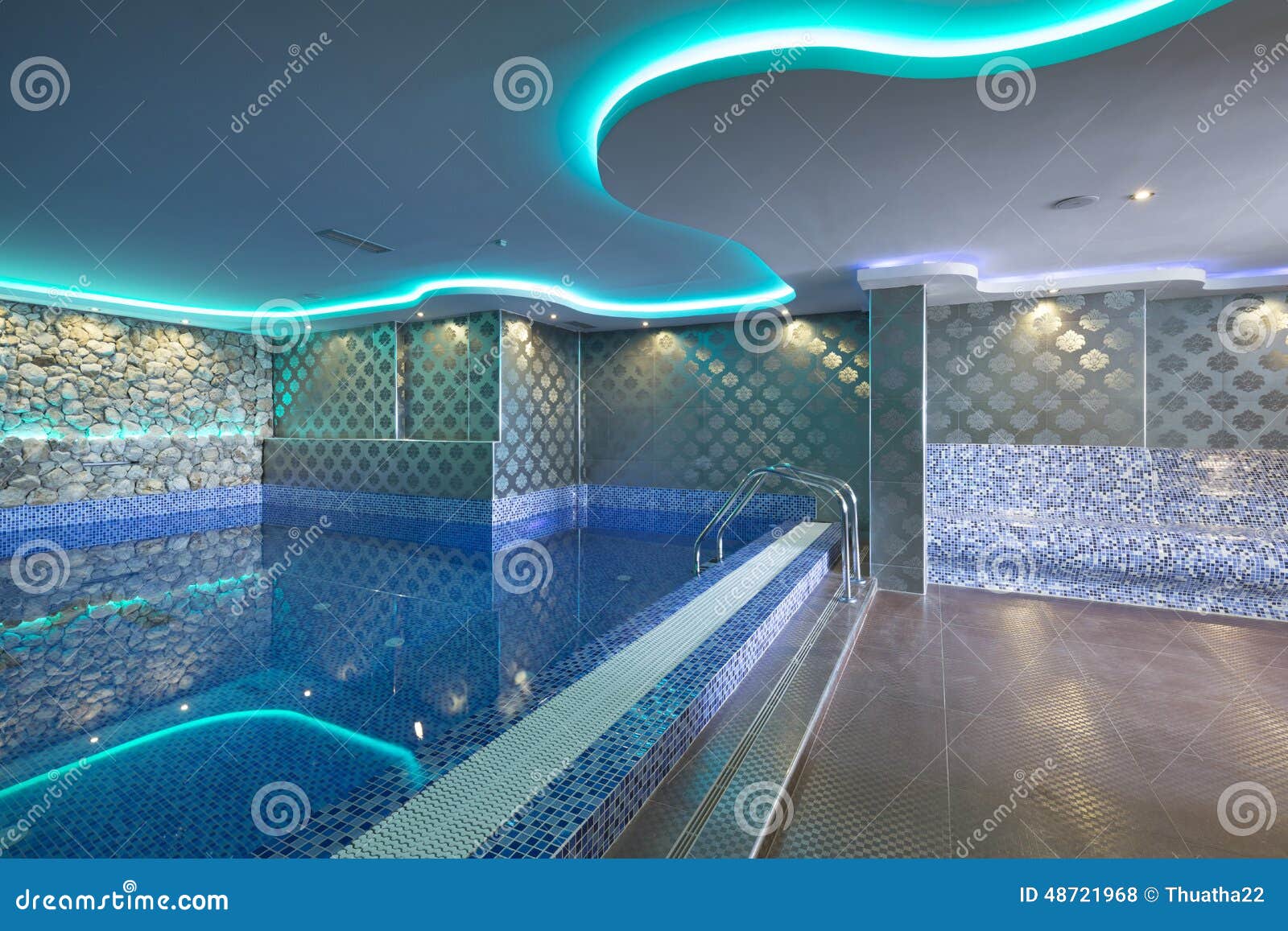 Swimming Pool in Luxury Hotel Spa Center Stock Photo - Image of indoor ...