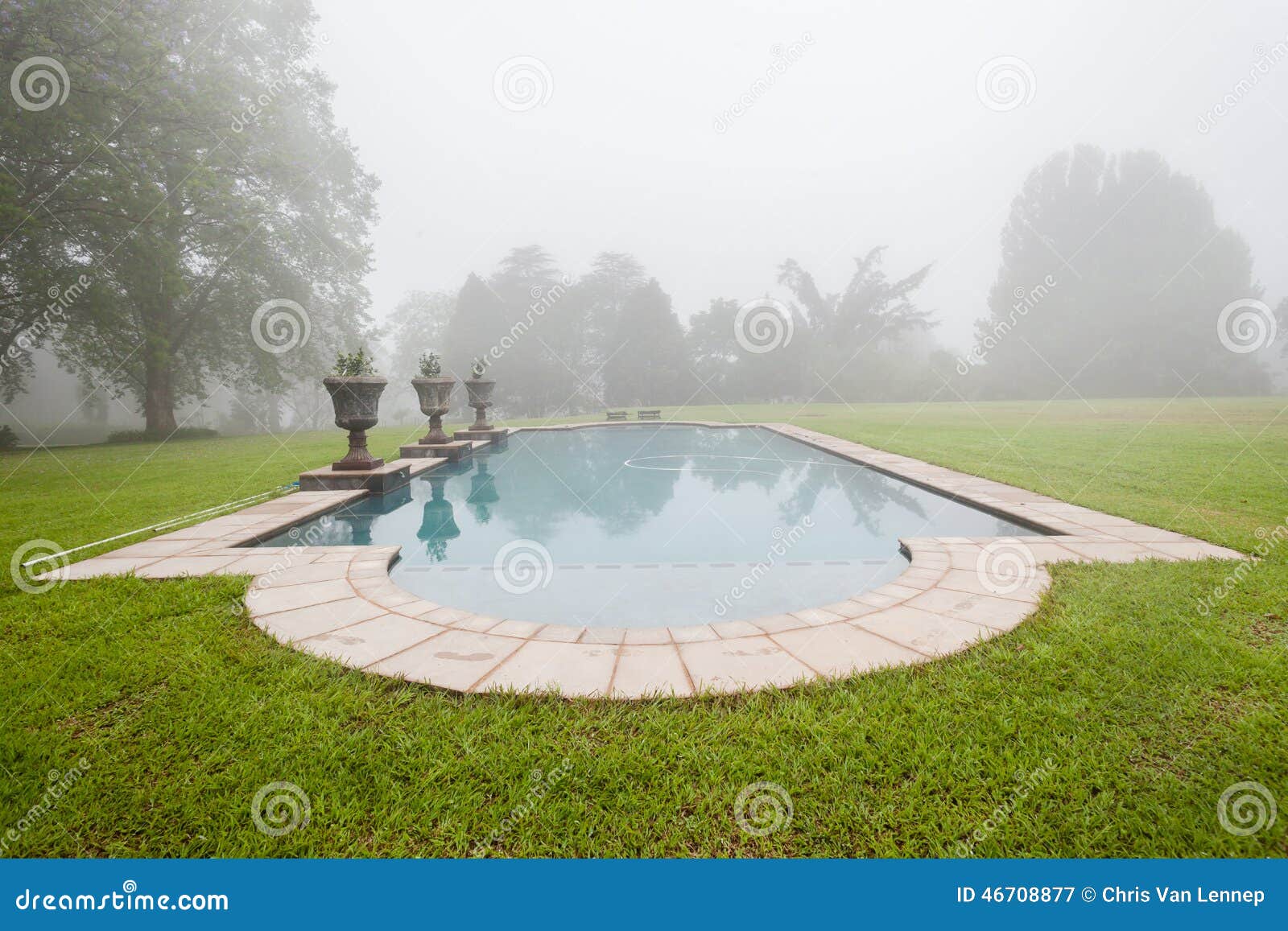Swimming Pool Mist Landscape Stock Image - Image of property, family ...