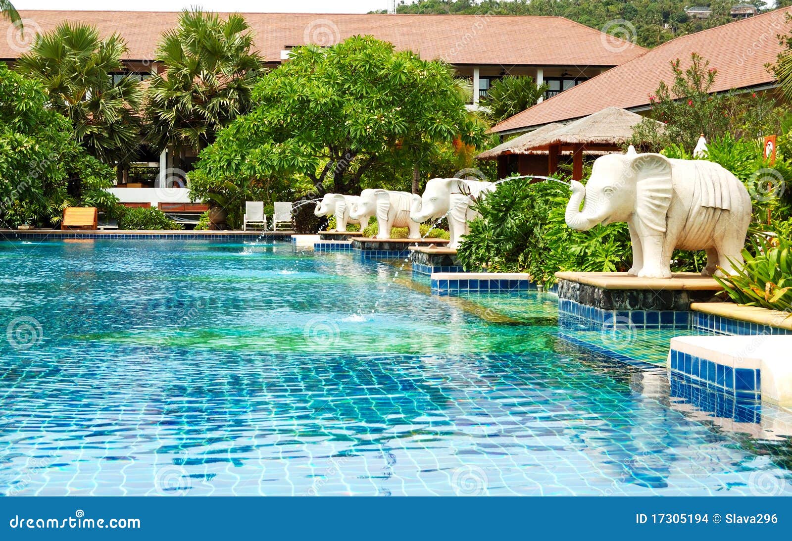 Swimming Pool at Modern Luxury Hotel Stock Photo - Image of plant ...