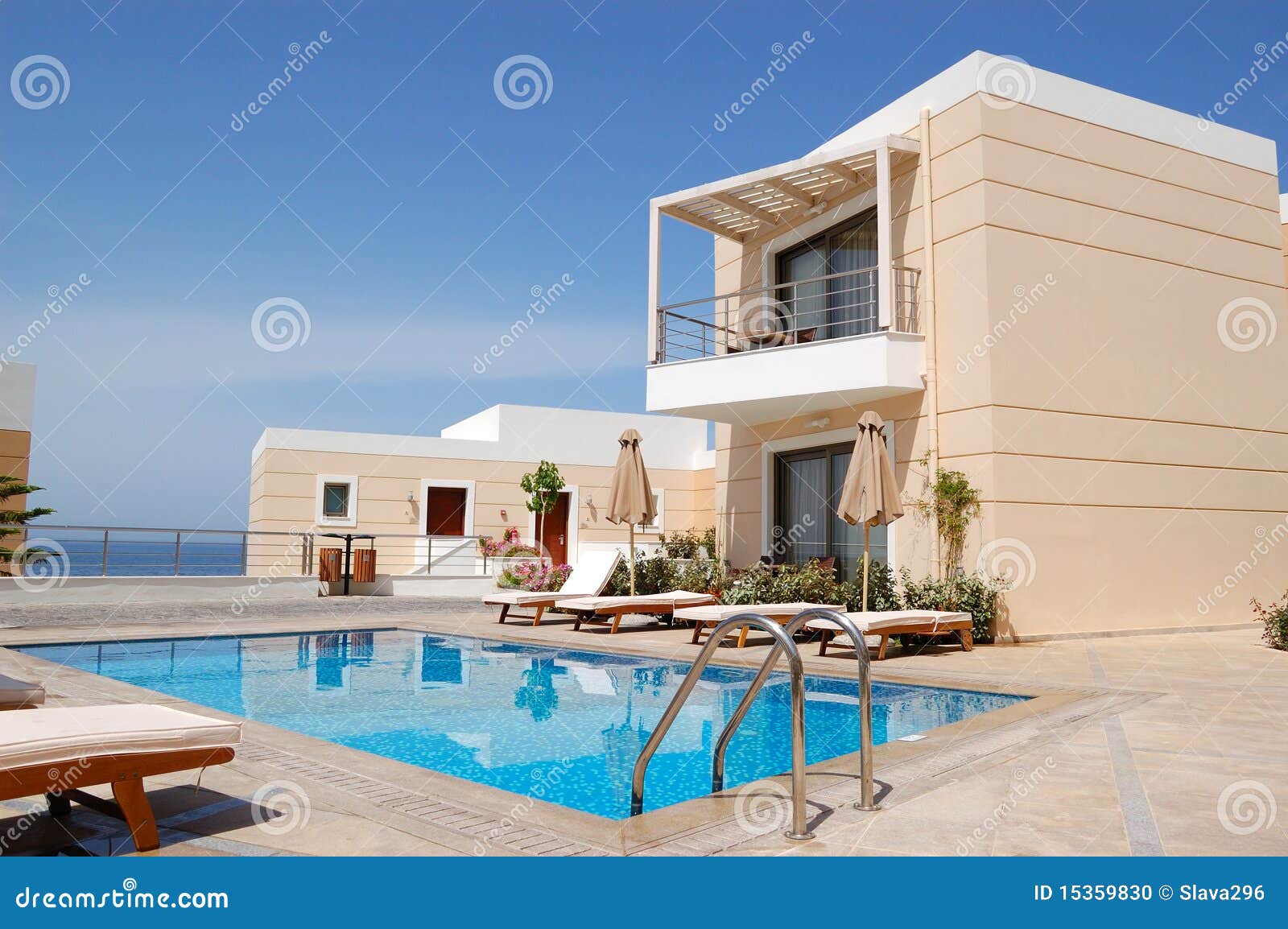 Swimming Pool at the Modern Luxury Villa Stock Photo - Image of patio ...