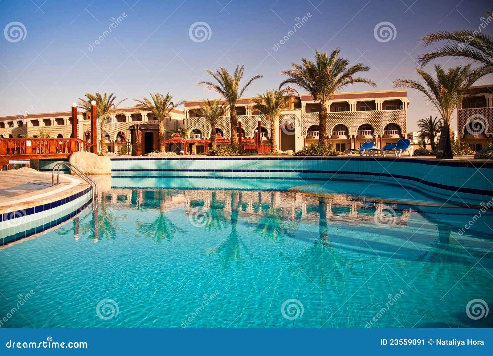 Swimming Pool at Morning, Hurghada, Egypt Stock Image - Image of ...