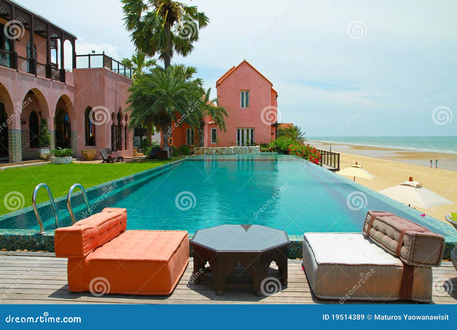 Swimming Pool in Morocco Style Stock Image - Image of blue, luxury ...