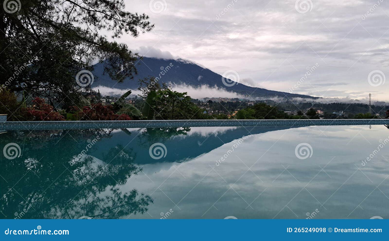 Swimming Pool Mountain Mirror Reflector Stock Photo - Image of mountain ...