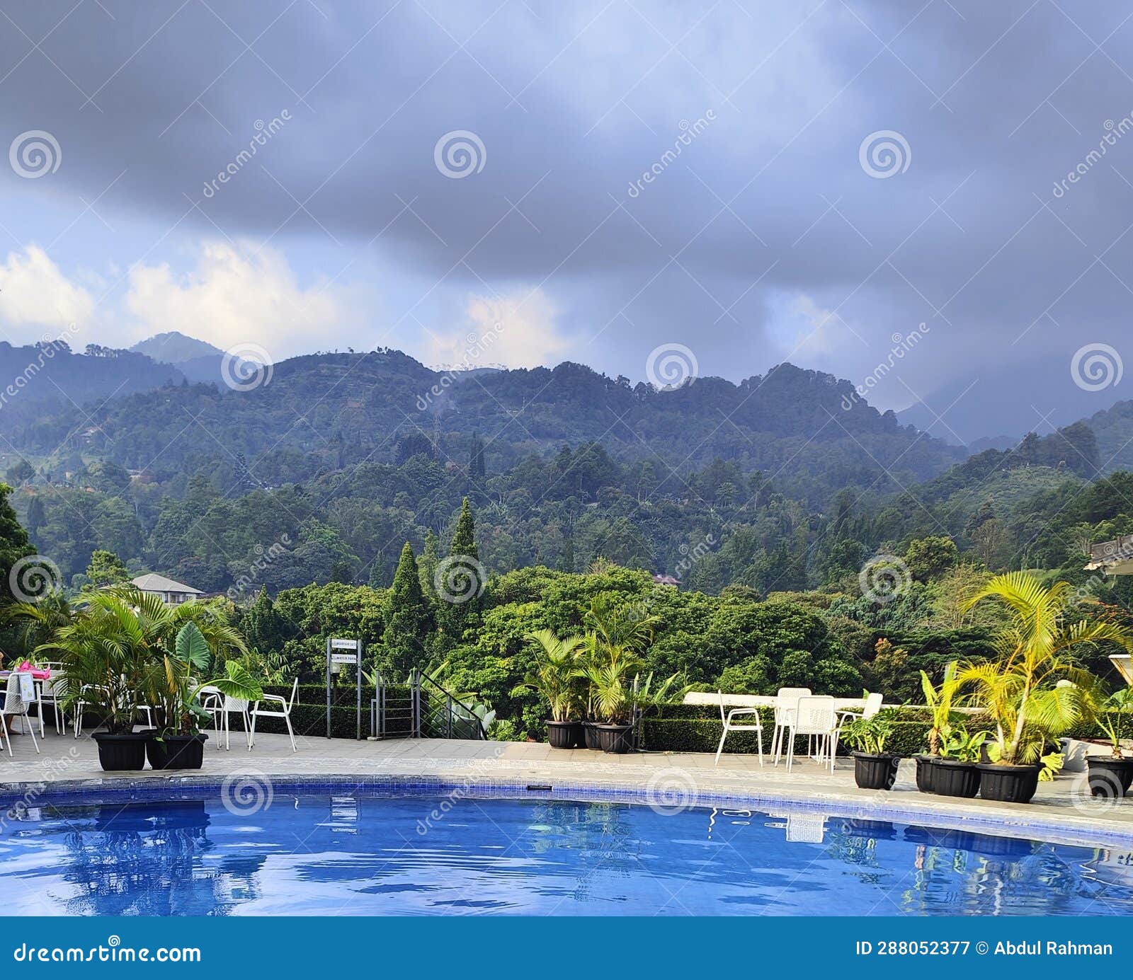 Swimming Pool with Mountain View Stock Image - Image of mountain, java ...