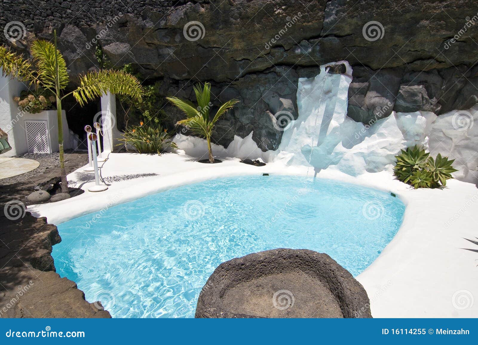 Swimming Pool In Natural Volcanic Rock Area Stock Image - Image of ...