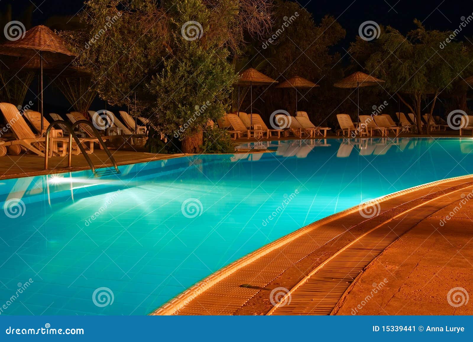 Swimming Pool At Night Picture. Image: 15339441