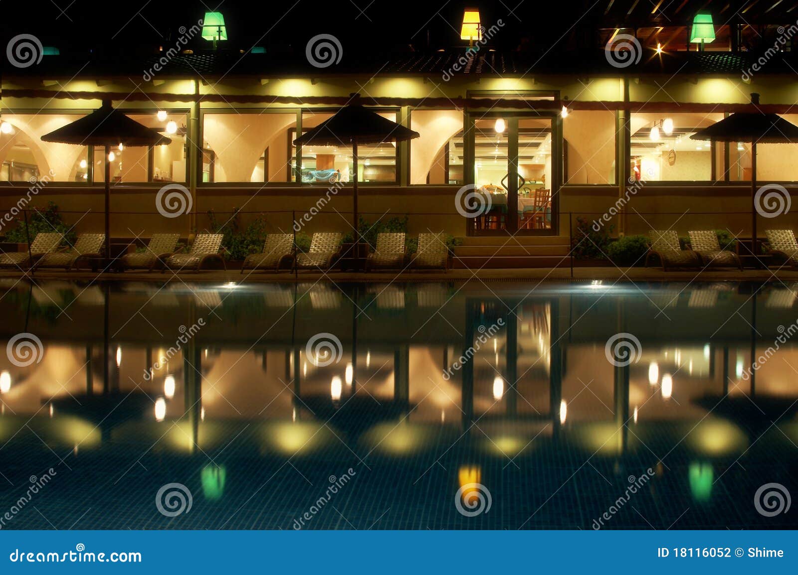 Swimming Pool at Night stock photo. Image of cyan, night - 18116052