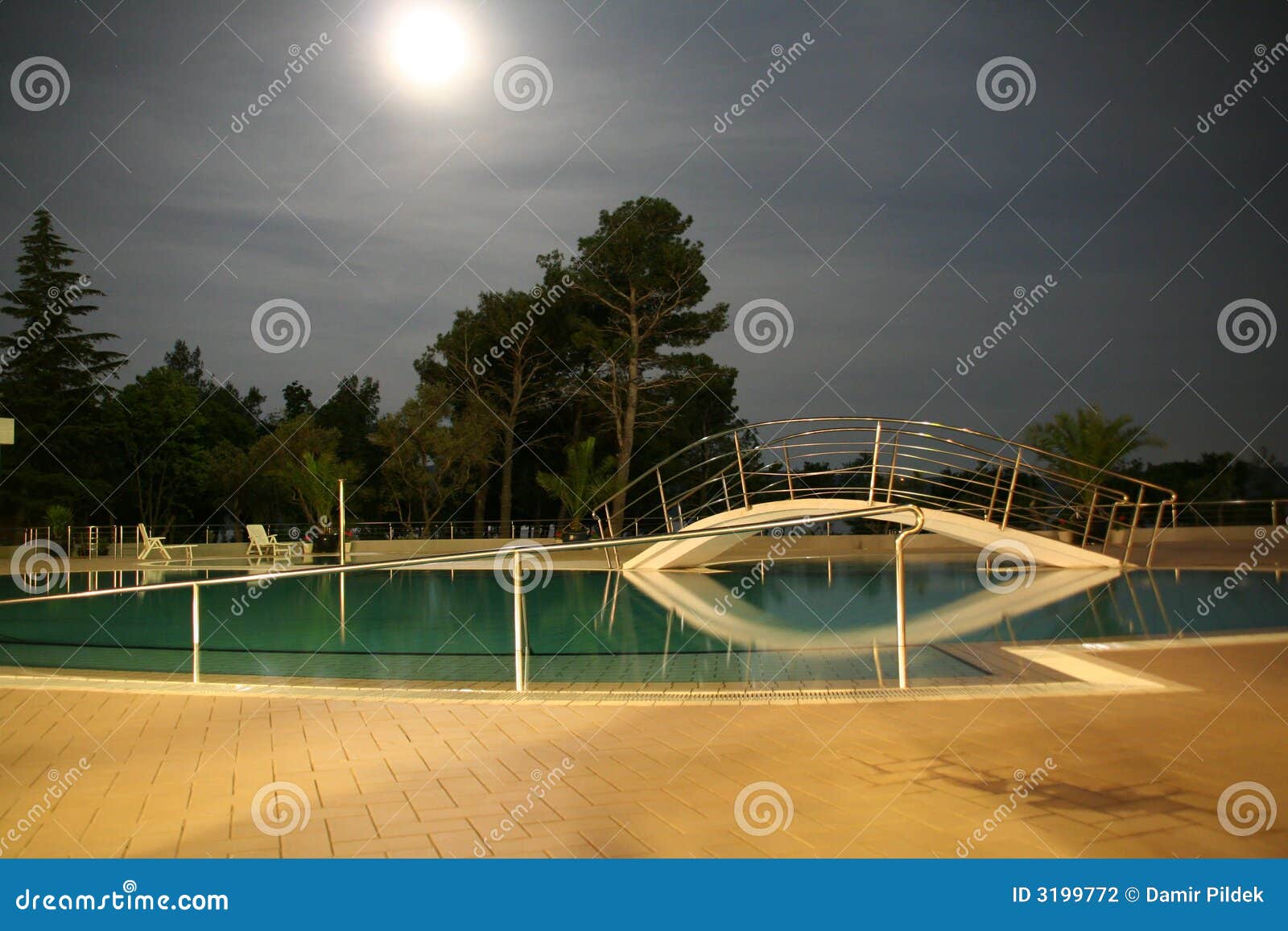 Swimming Pool At Night Picture. Image: 3199772