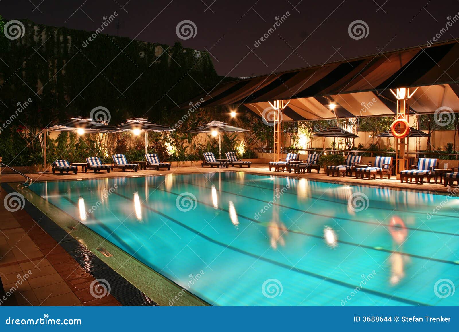 Swimming Pool at Night stock photo. Image of relax, roof - 3688644