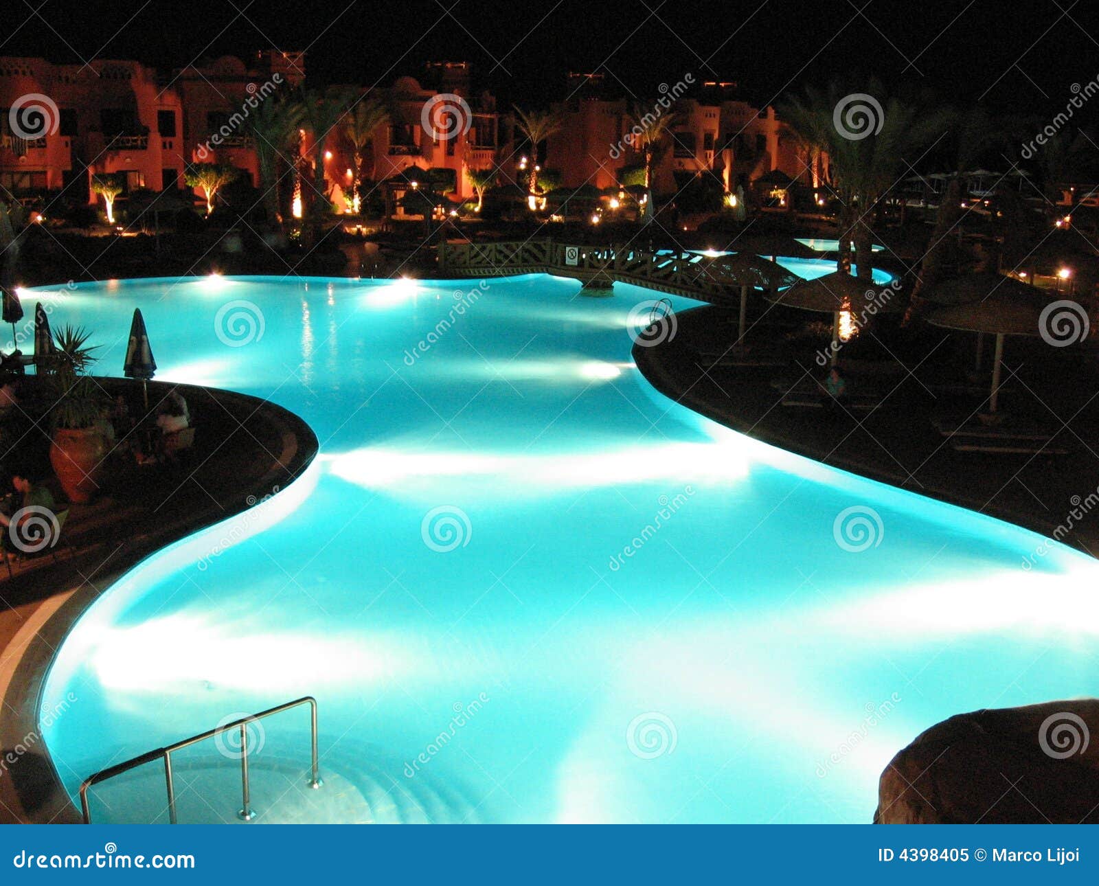 Swimming pool in the night stock image. Image of piscina - 4398405