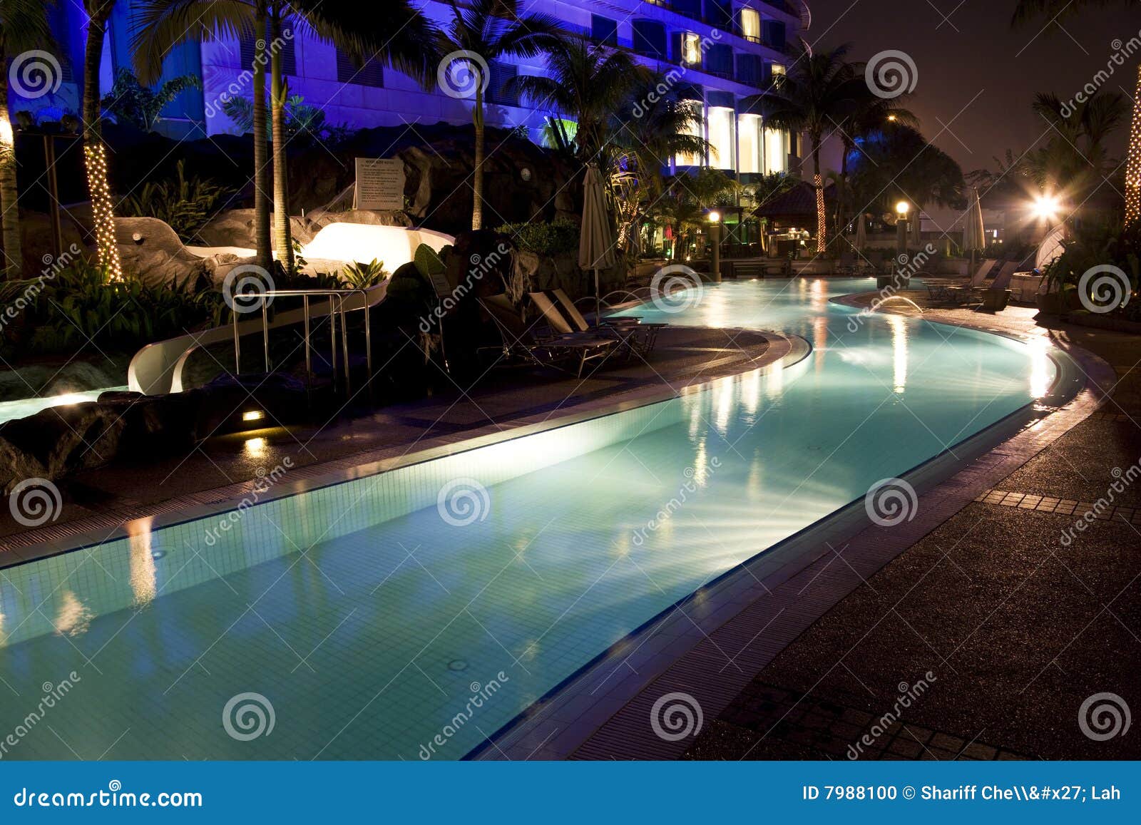 Swimming Pool at Night stock photo. Image of outdoor, pools - 7988100