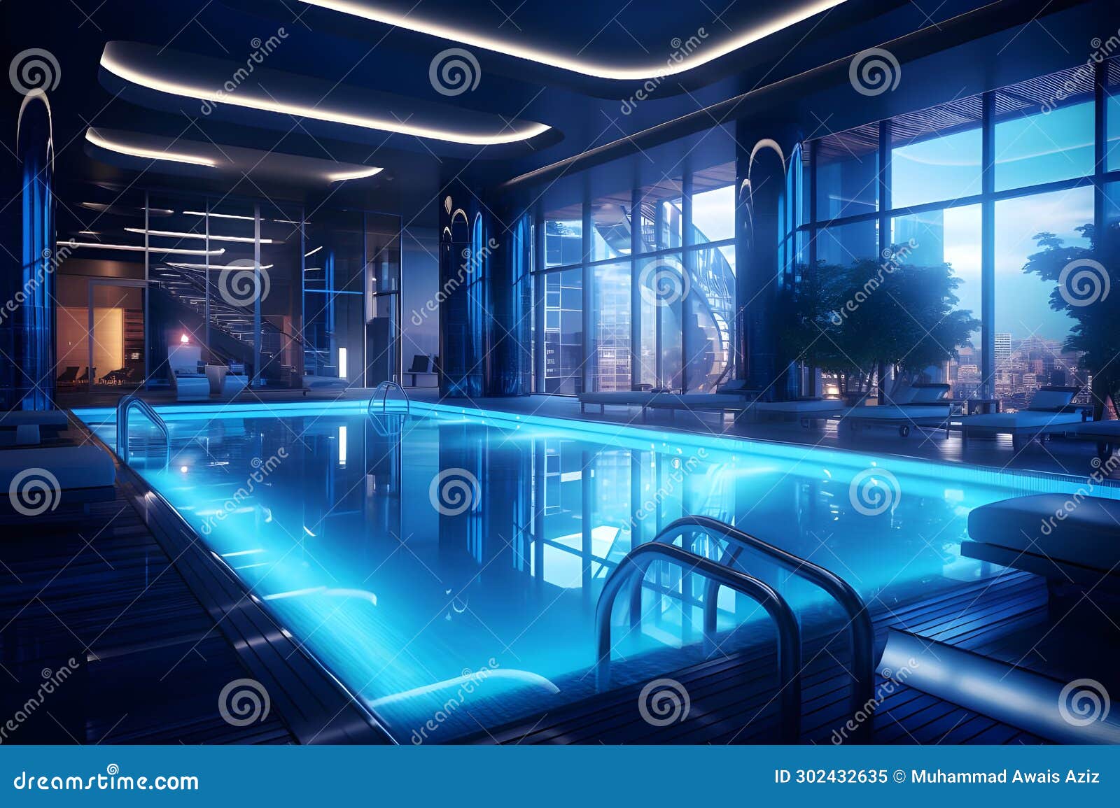 Swimming Pool at Night - Ai Generated Stock Illustration - Illustration ...