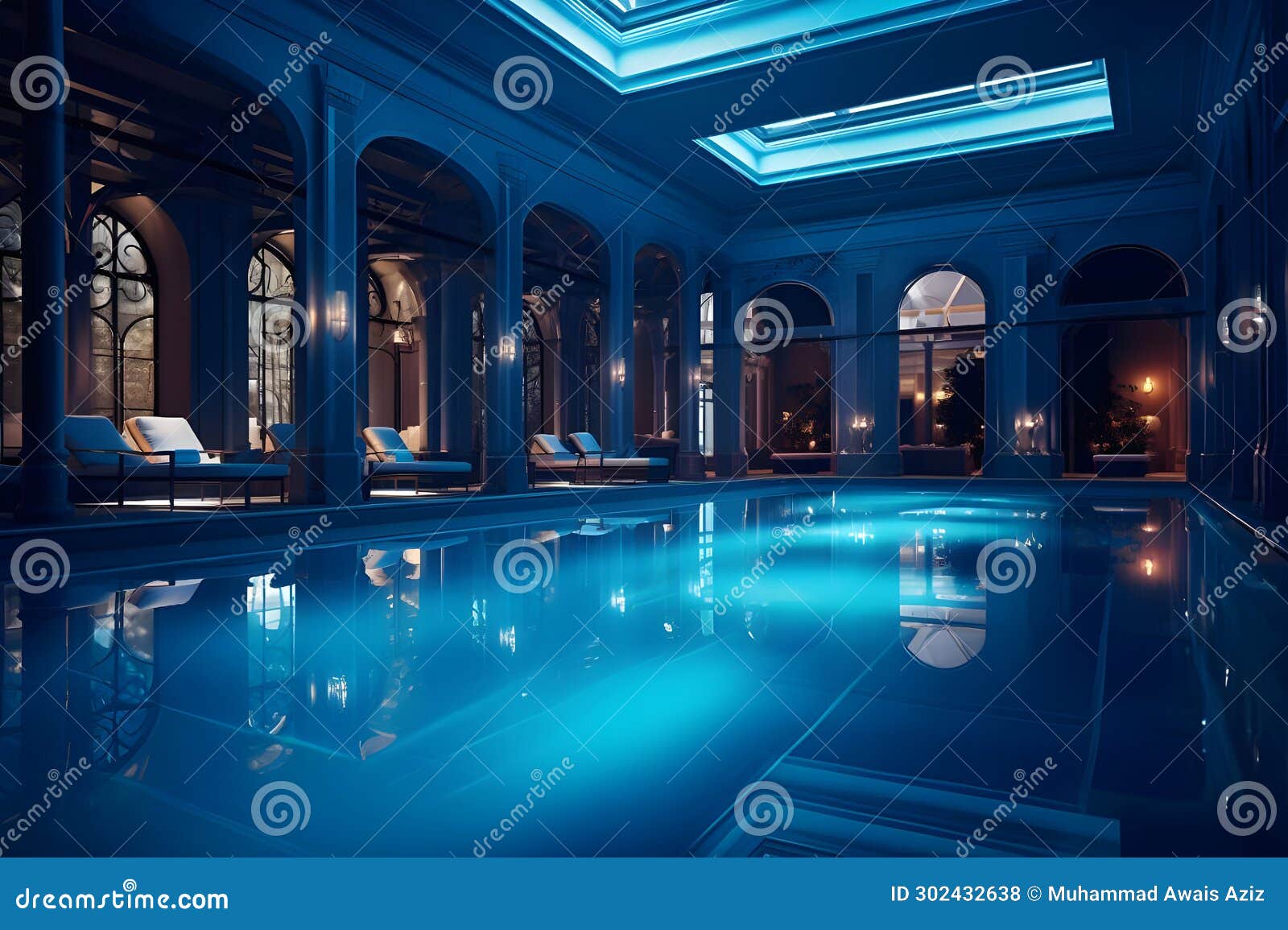 Swimming Pool at Night - Ai Generated Stock Illustration - Illustration ...