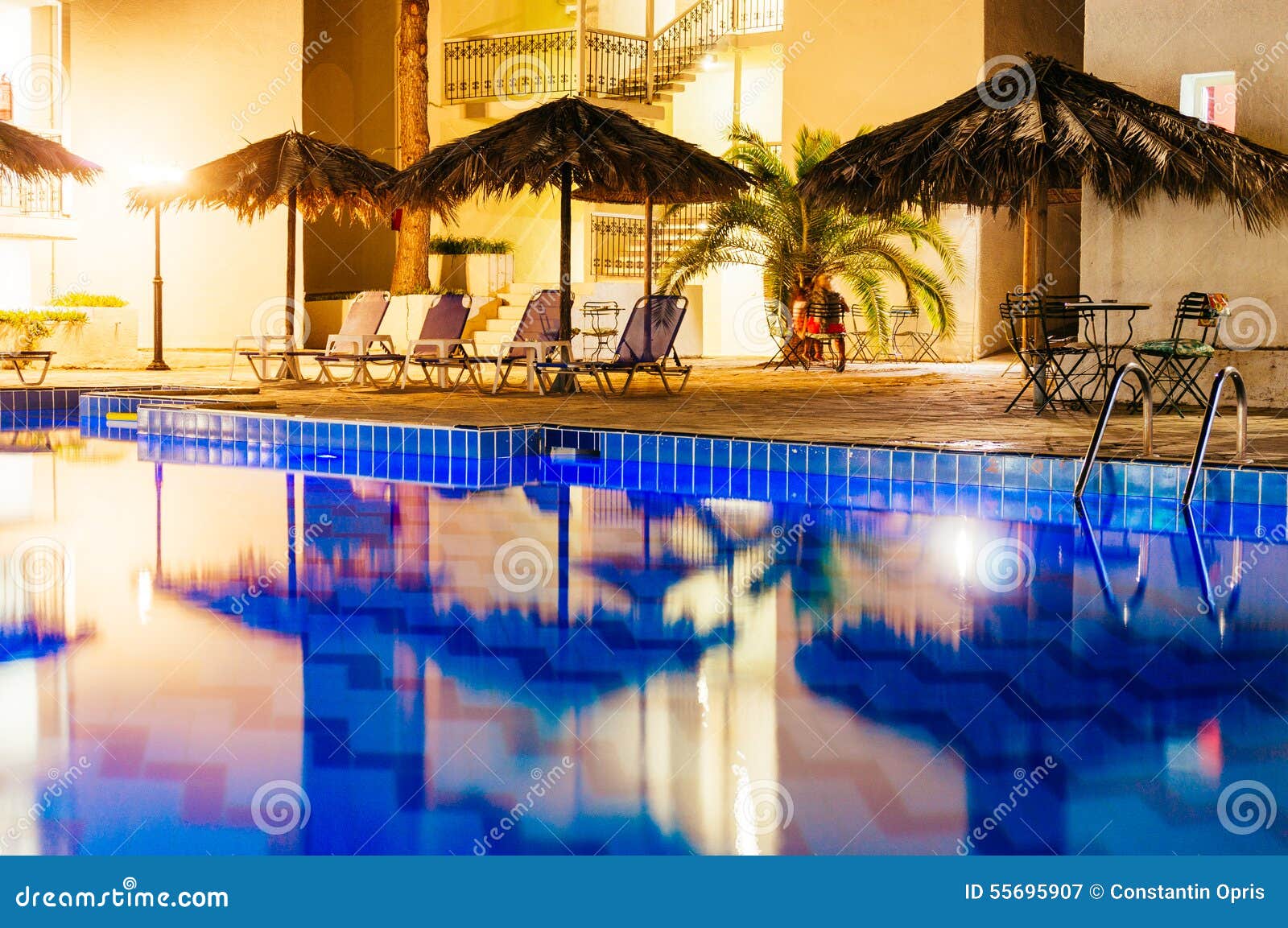 Swimming pool at night stock image. Image of blue, accommodation - 55695907