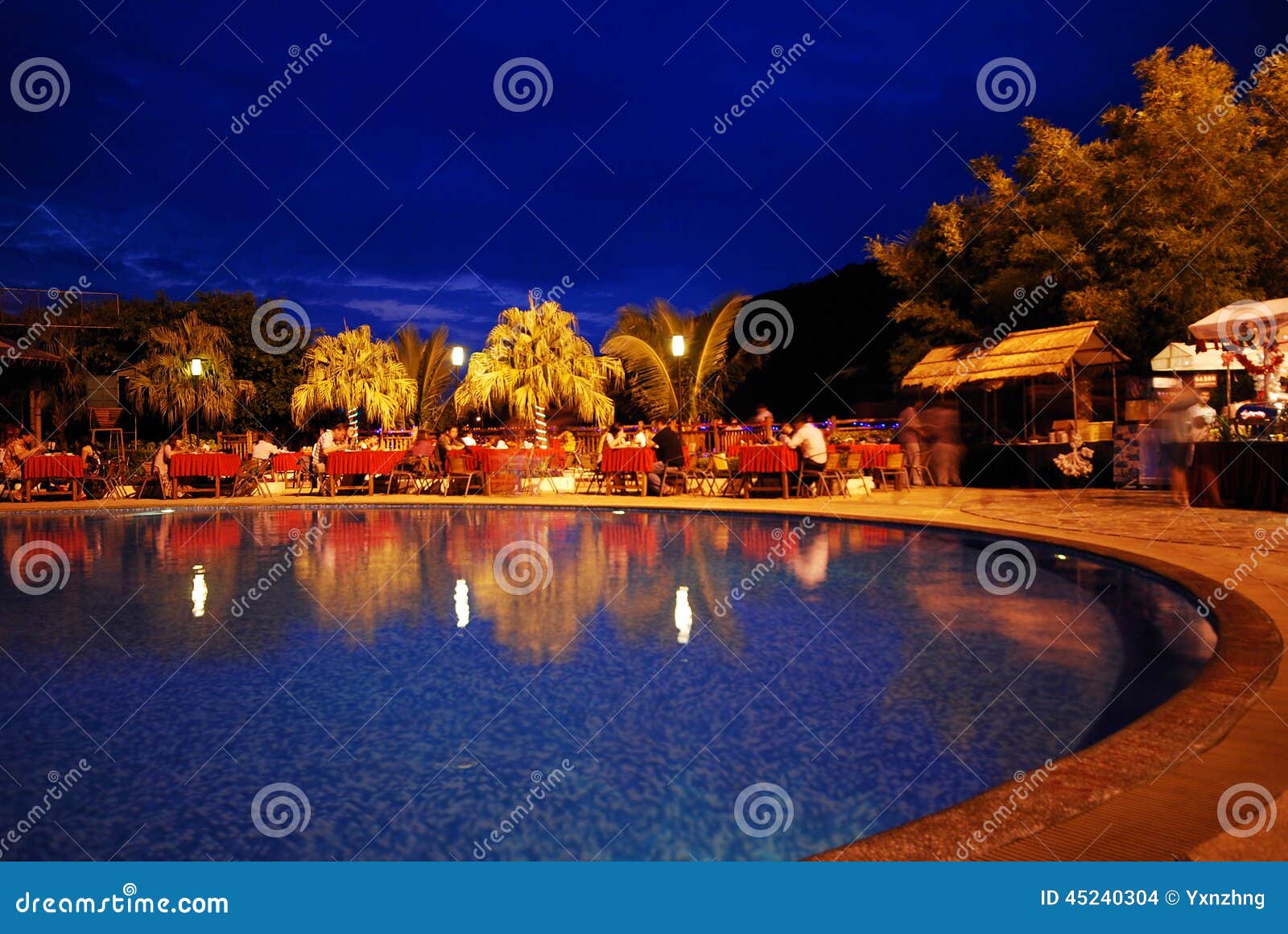 Swimming Pool At Night Royalty-Free Stock Image | CartoonDealer.com ...
