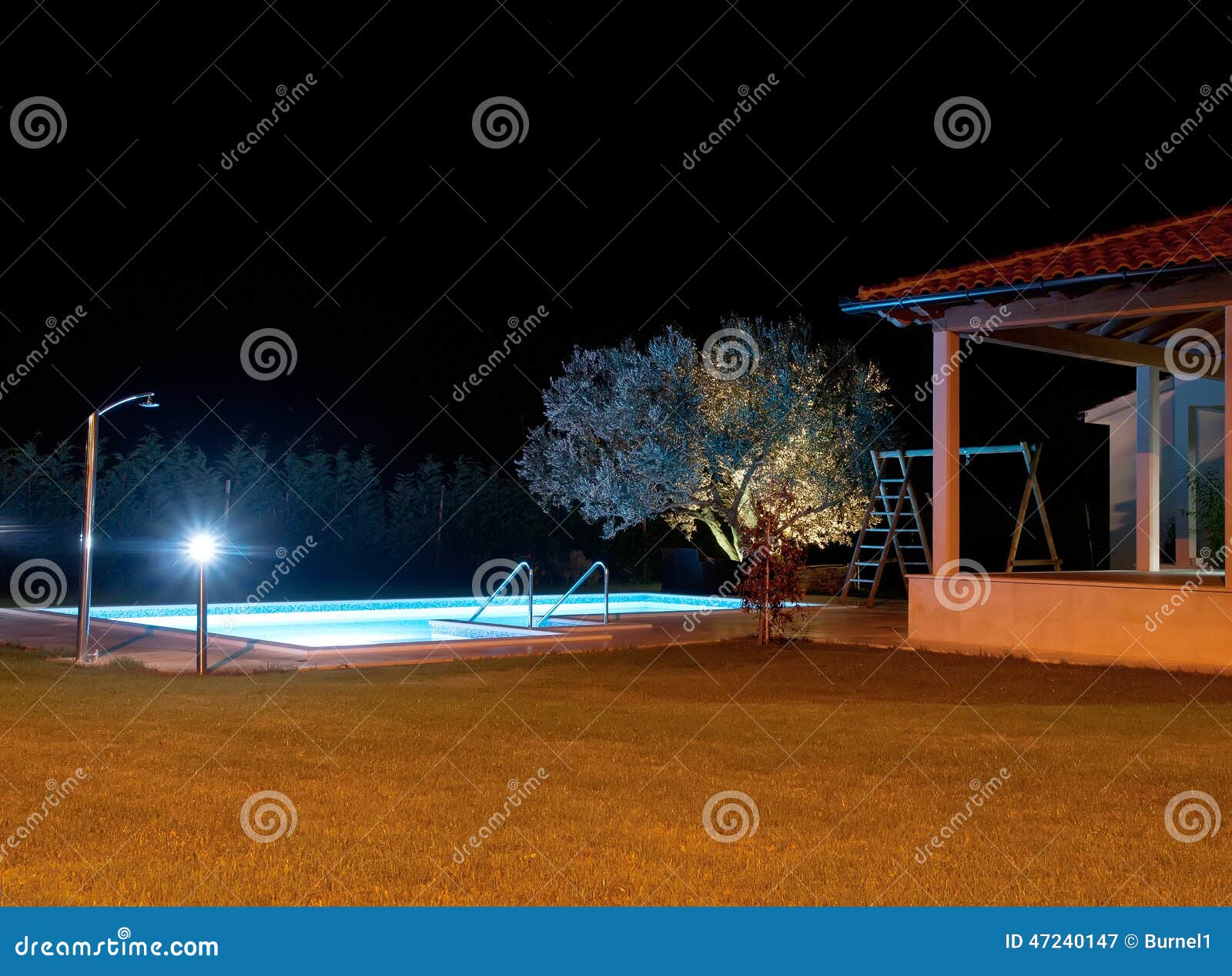 Swimming pool at night stock image. Image of clear, resort - 47240147