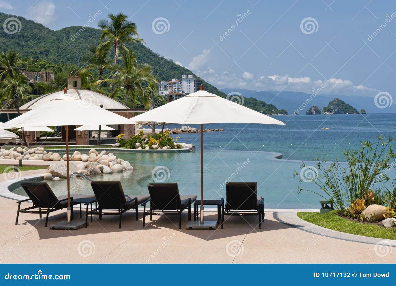 Swimming pool by ocean stock photo. Image of luxurious - 10717132